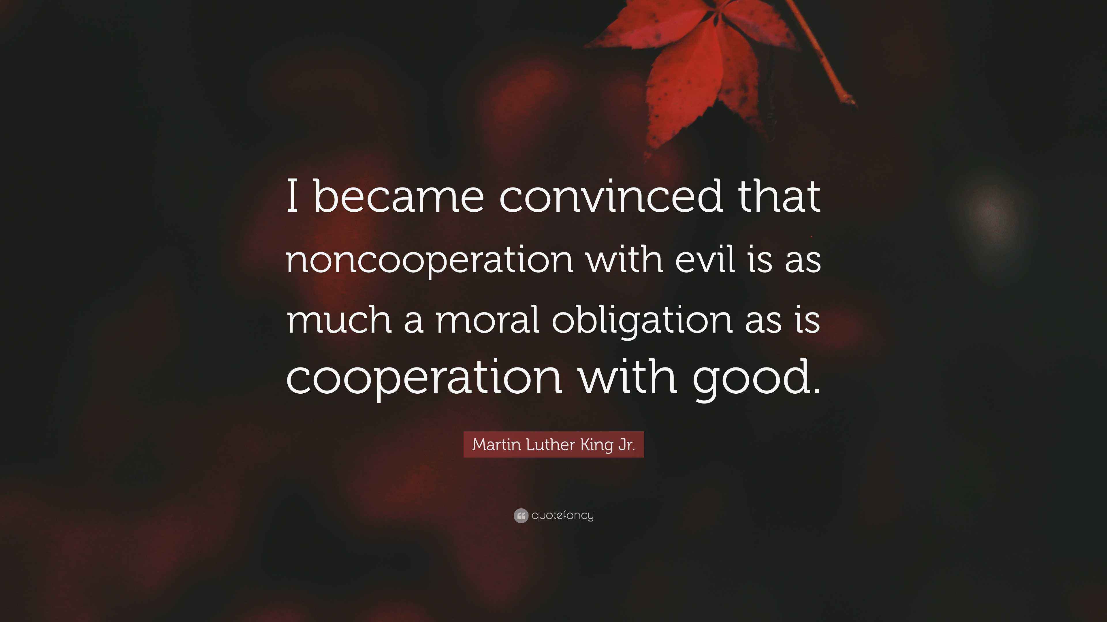 Martin Luther King Jr. Quote: “I became convinced that noncooperation ...