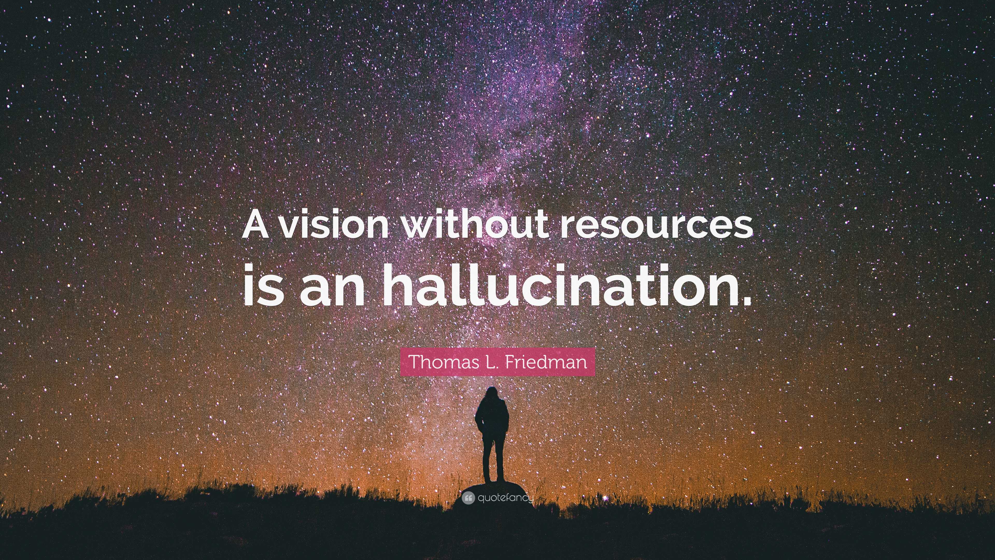 Thomas L. Friedman Quote: “A vision without resources is an hallucination.”