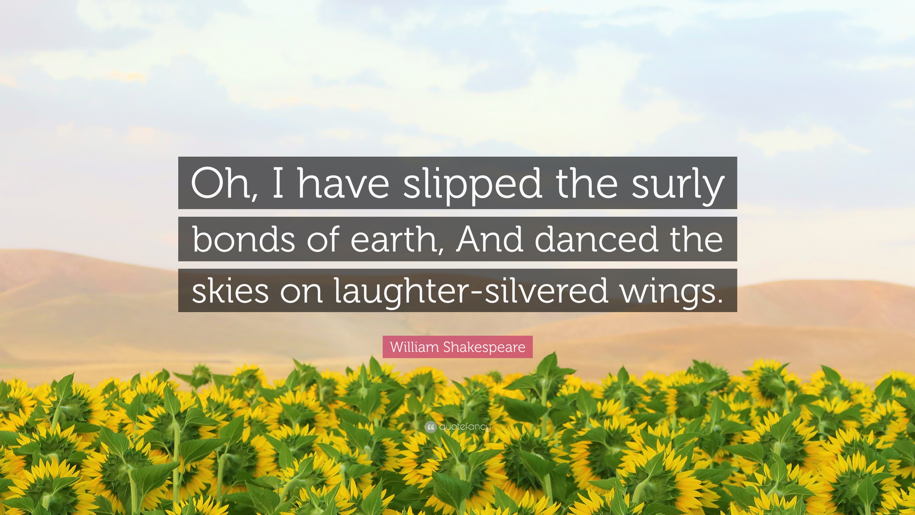 William Shakespeare Quote: “Oh, I have slipped the surly bonds of earth ...