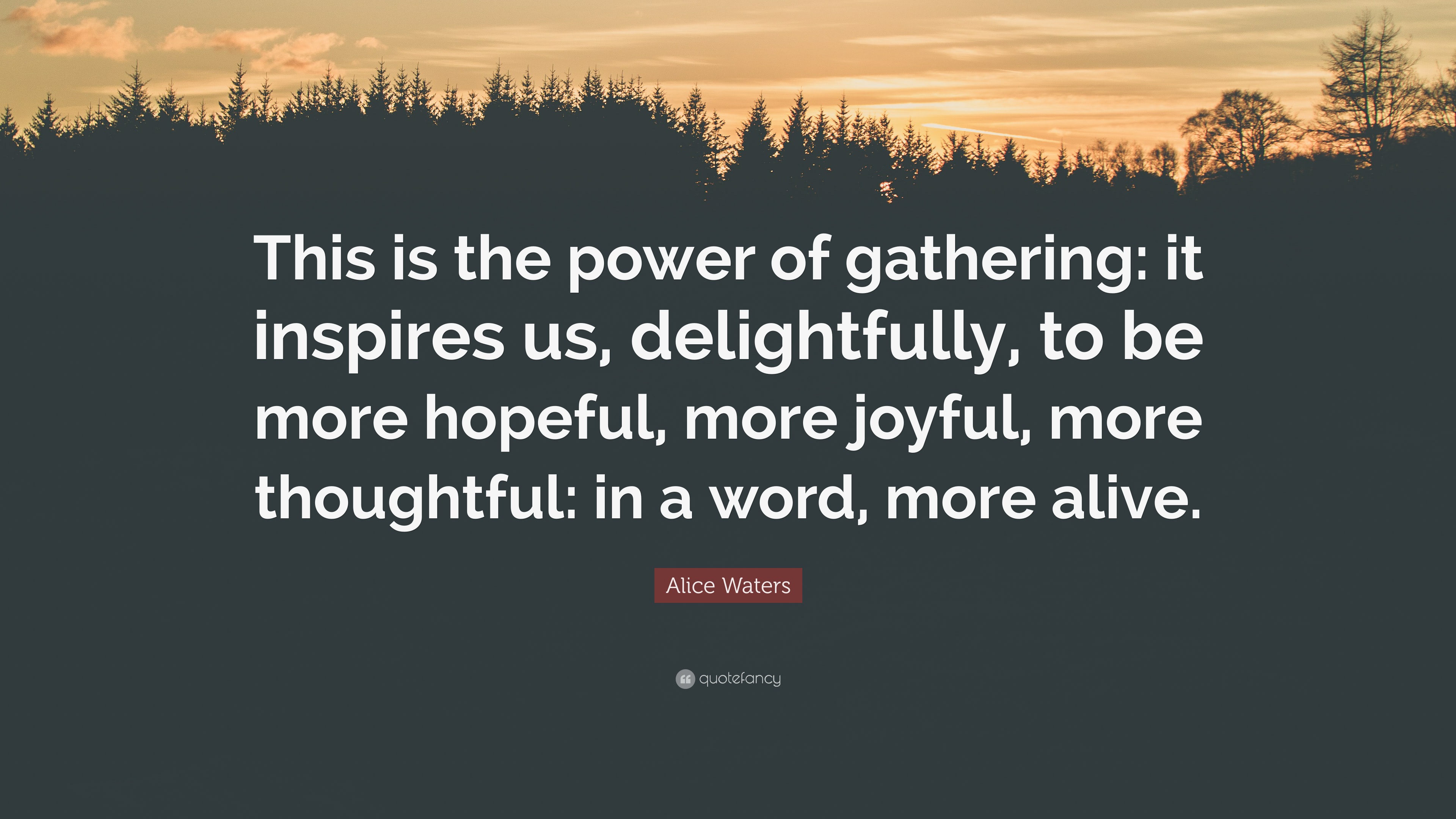 Alice Waters Quote: “This is the power of gathering: it inspires us ...