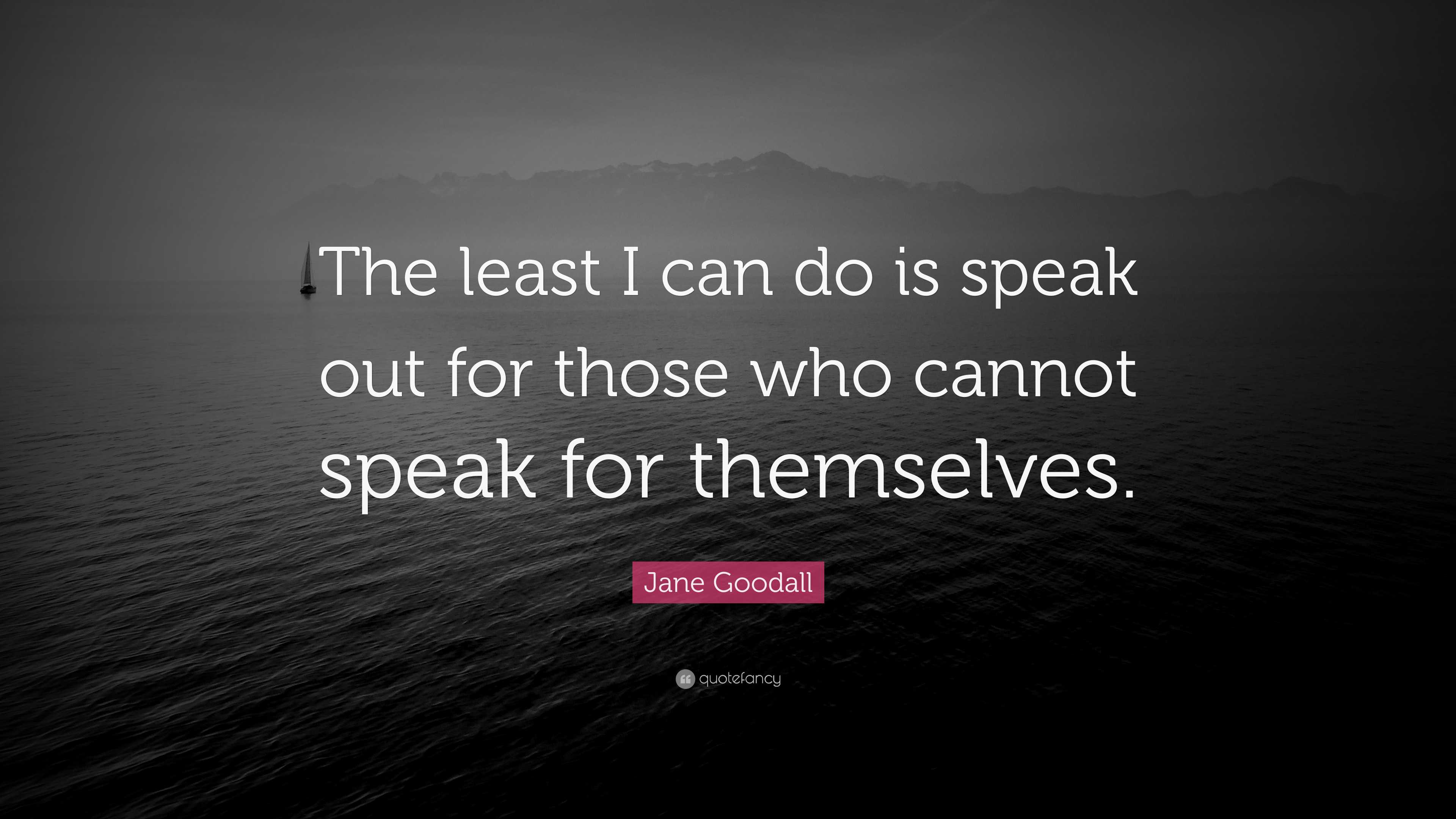 Jane Goodall Quote: “The least I can do is speak out for those who ...