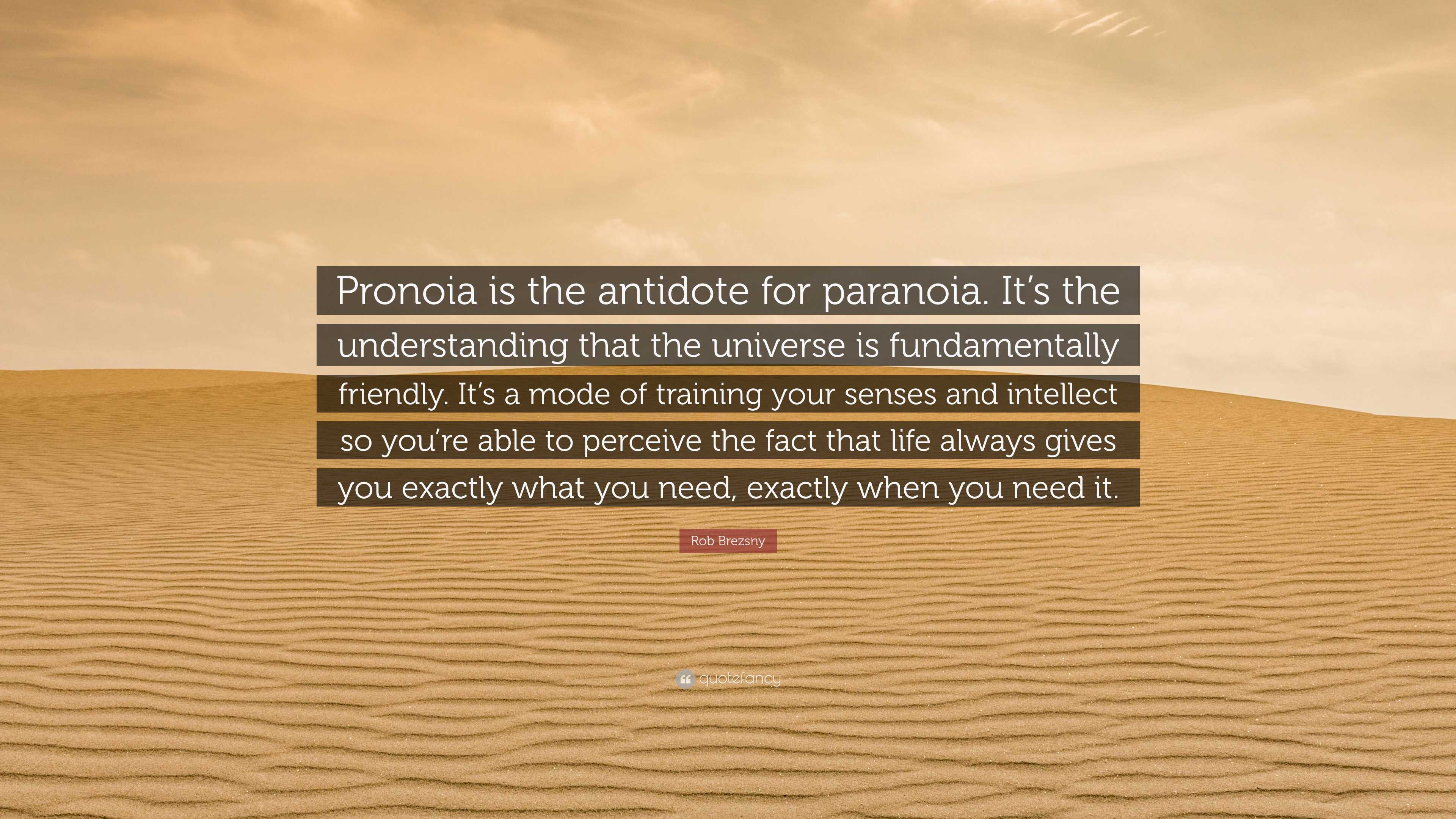 Rob Brezsny Quote: “Pronoia is the antidote for paranoia. It’s the ...