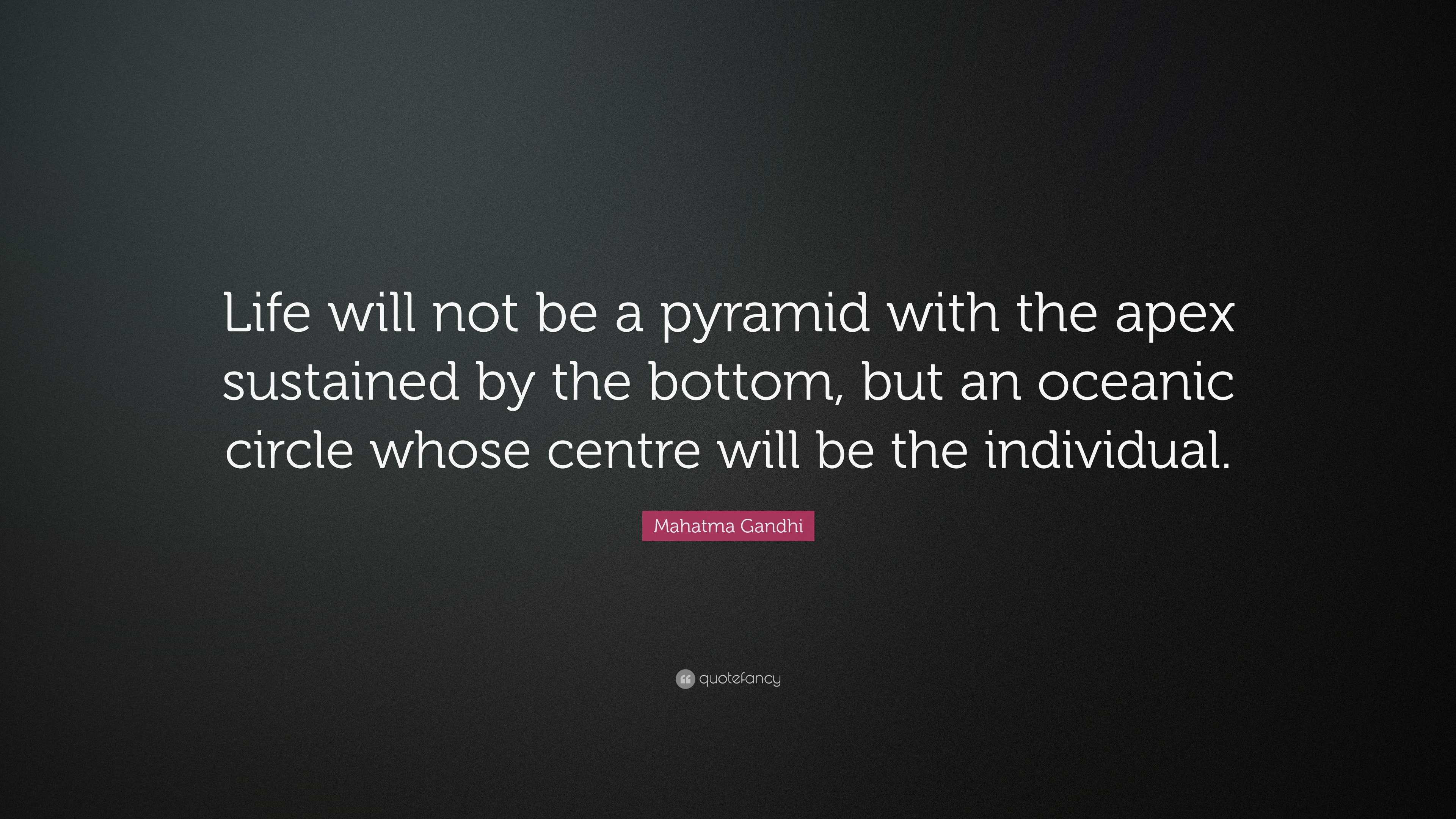 Mahatma Gandhi Quote: “Life will not be a pyramid with the apex ...