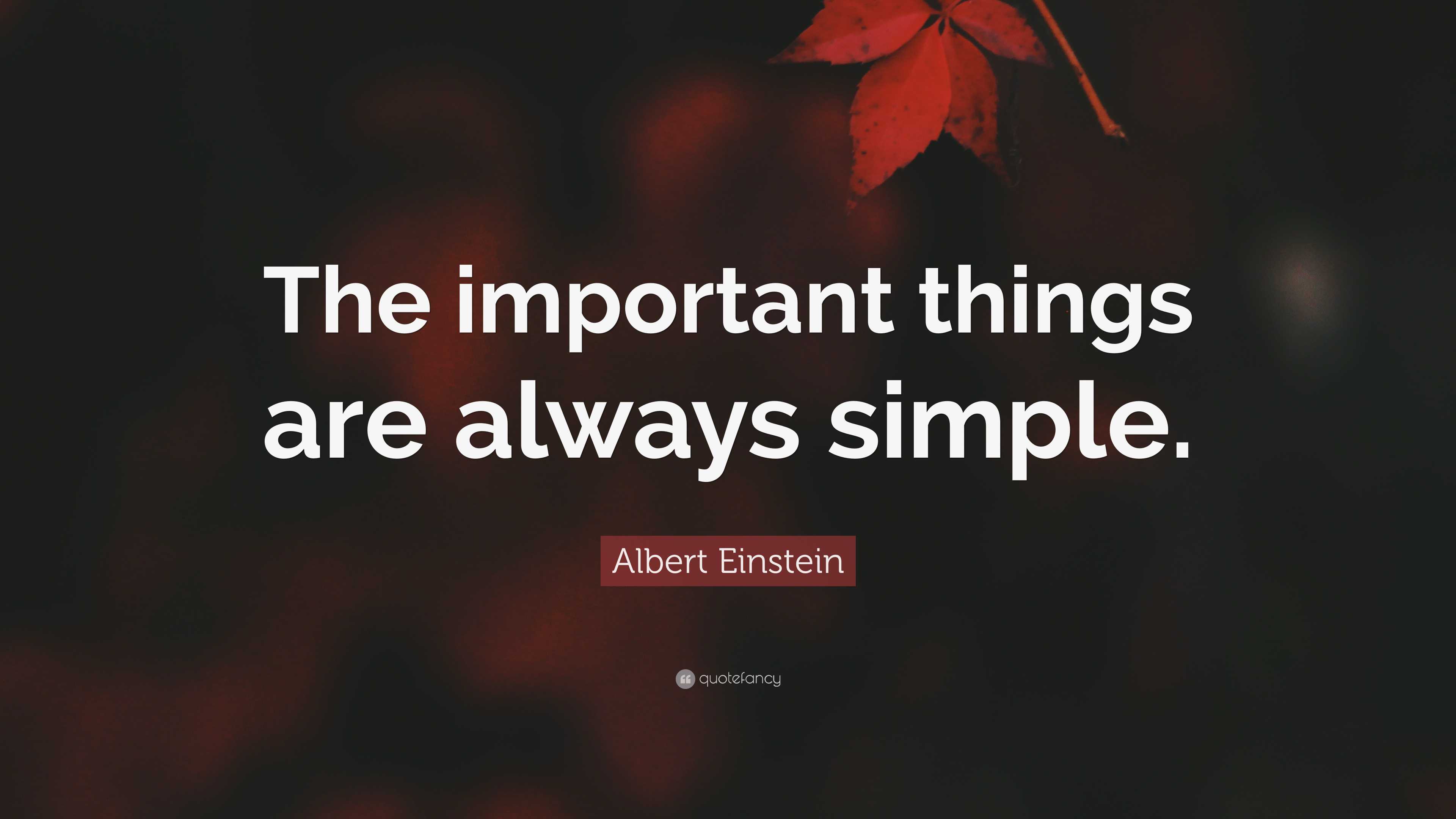 Albert Einstein Quote: “The important things are always simple.”