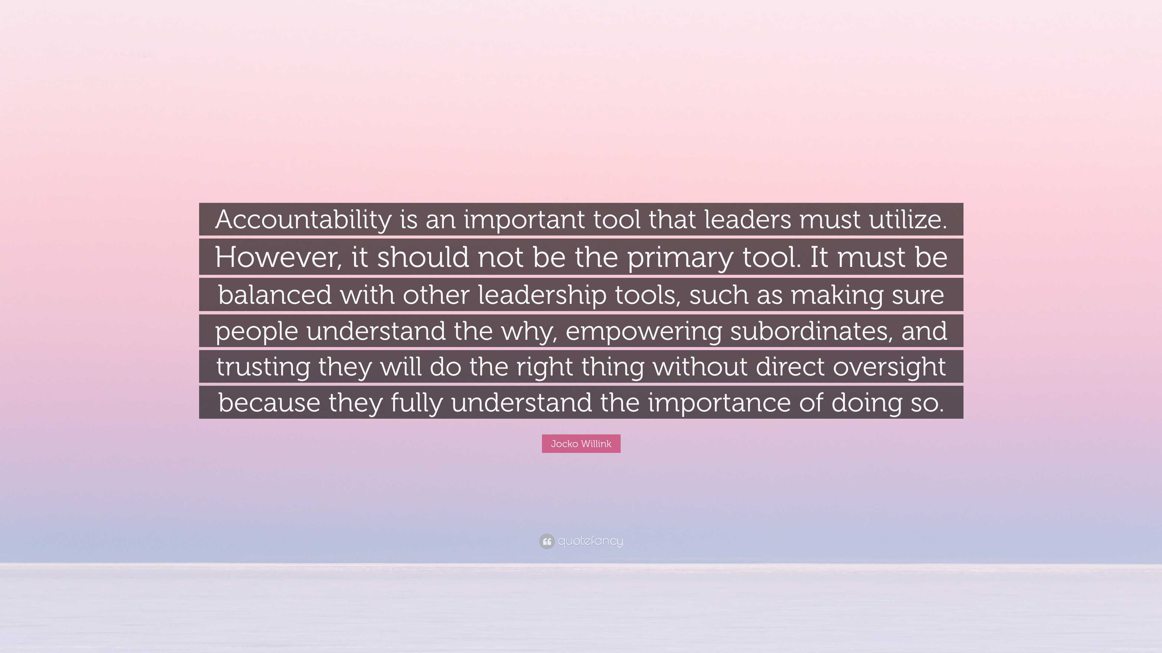 Jocko Willink Quote: “Accountability is an important tool that leaders ...