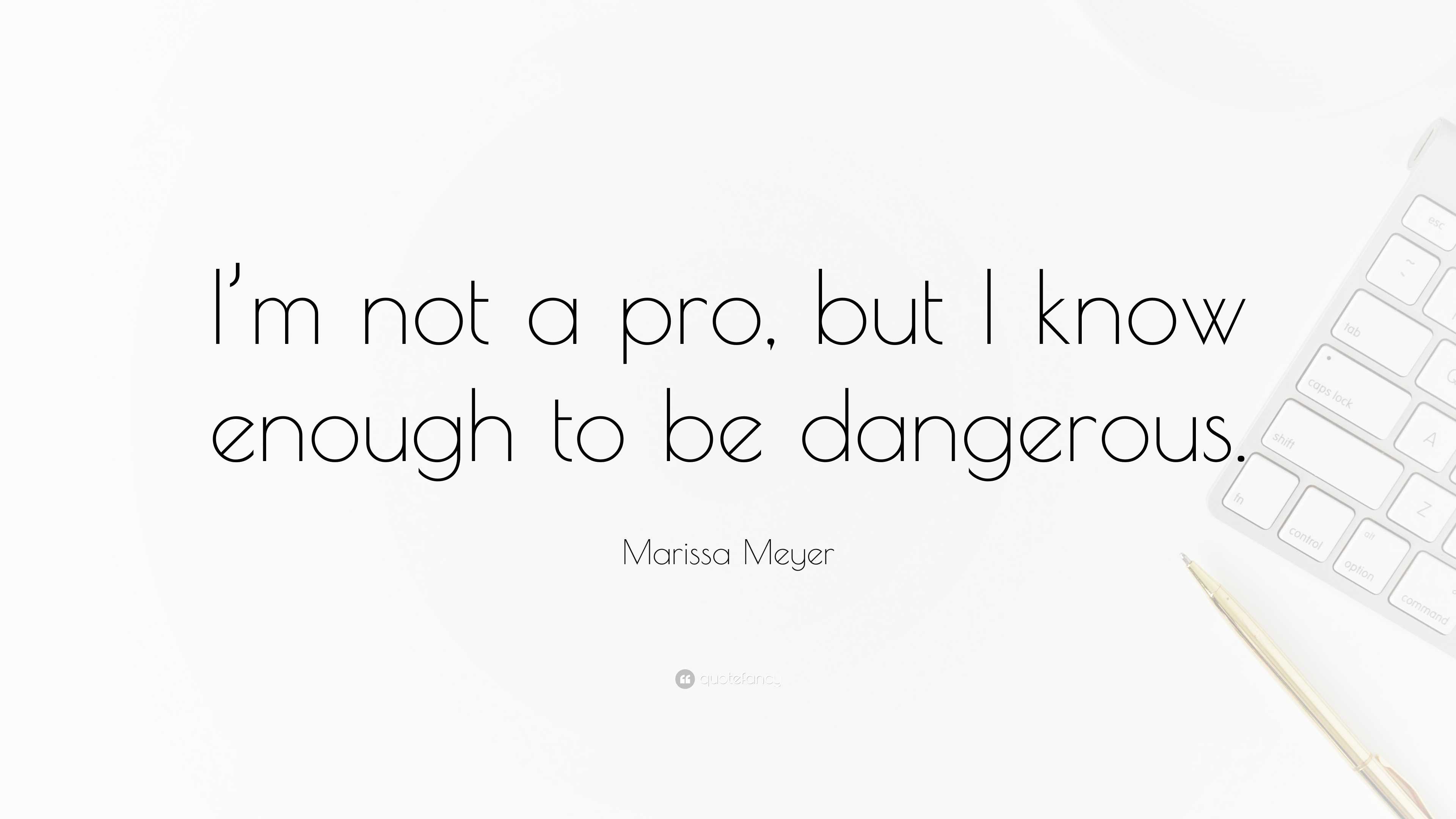 Marissa Meyer Quote: “I’m not a pro, but I know enough to be dangerous.”