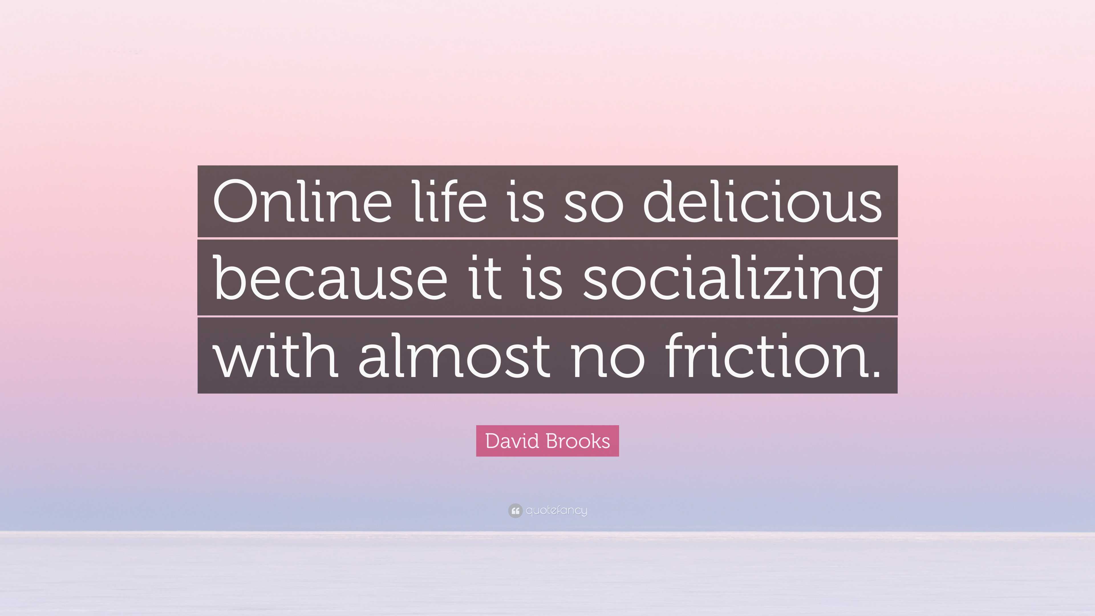 David Brooks Quote: “Online life is so delicious because it is ...