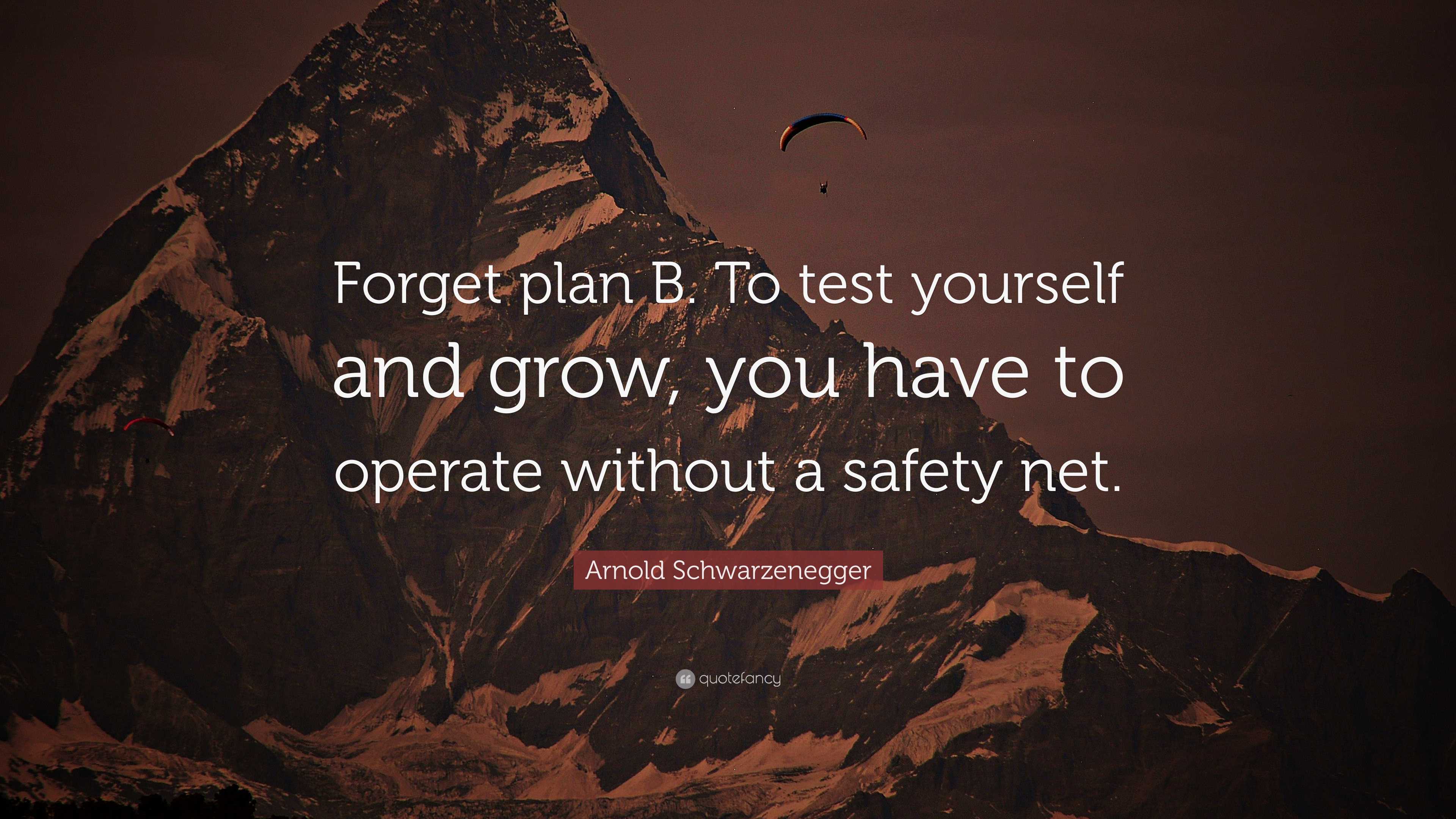 Arnold Schwarzenegger Quote: “Forget plan B. To test yourself and grow ...