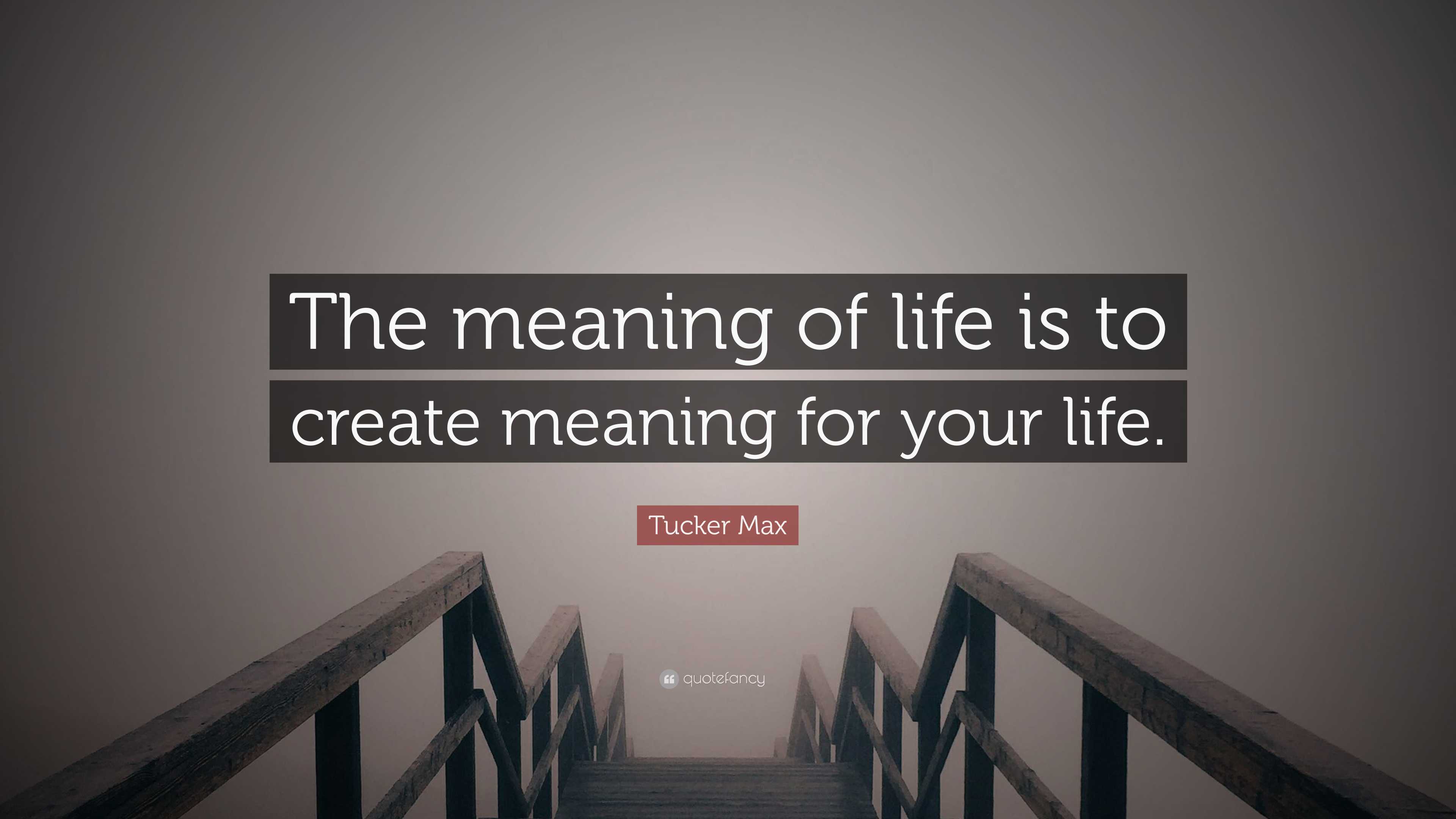 Tucker Max Quote: “The meaning of life is to create meaning for your life.”