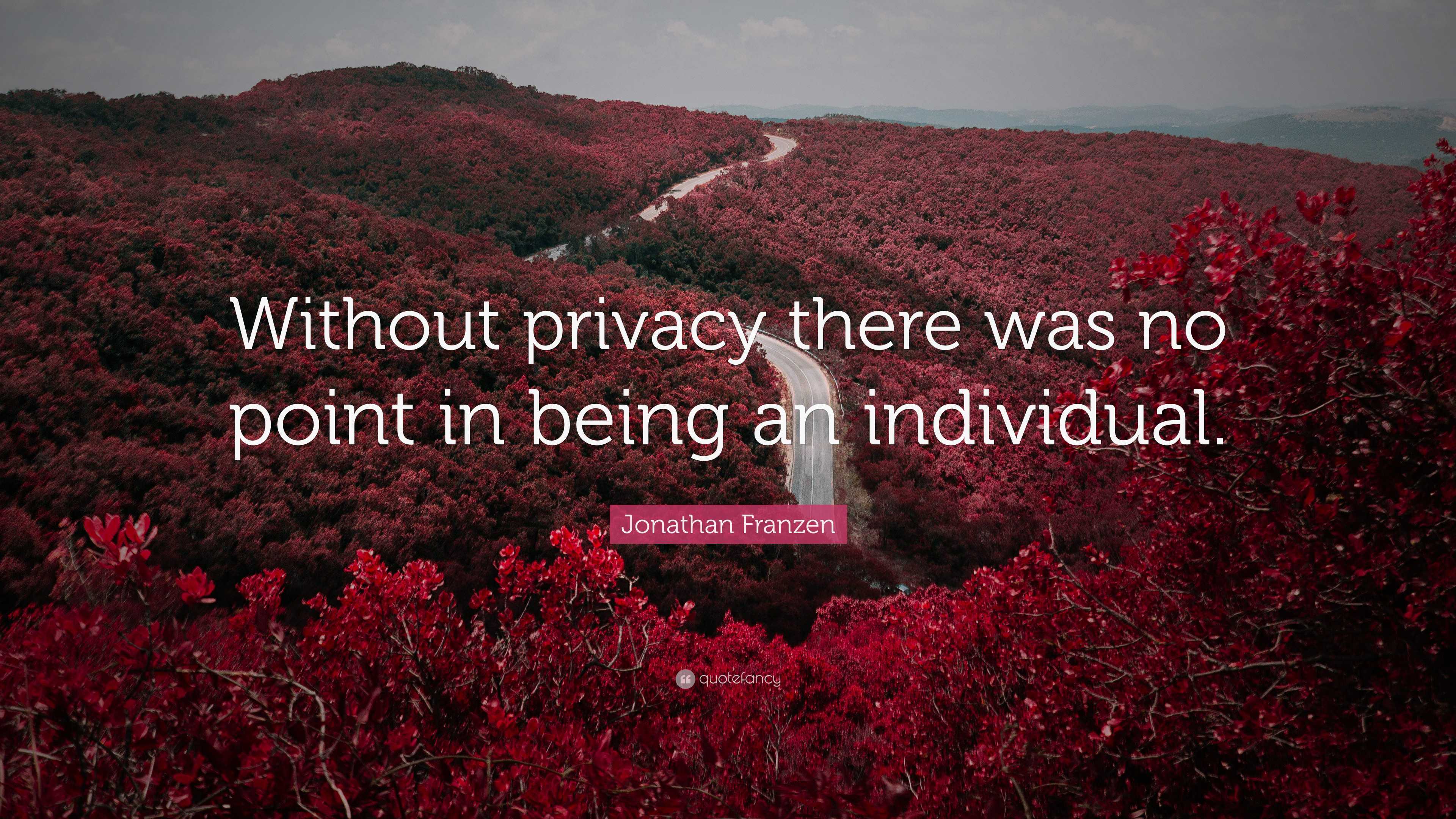 Jonathan Franzen Quote: “Without privacy there was no point in being an ...