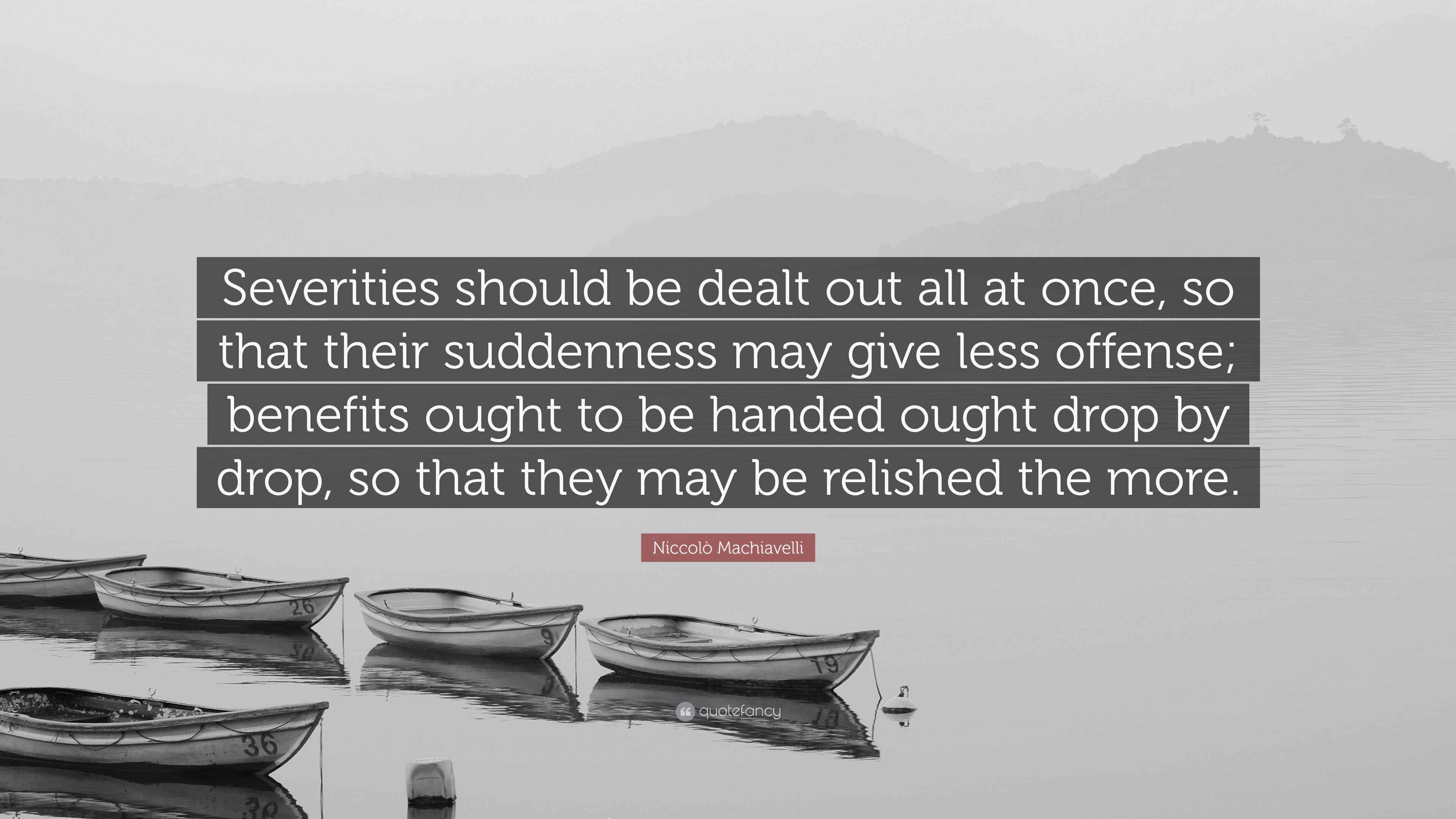 Niccolò Machiavelli Quote: “Severities should be dealt out all at once ...