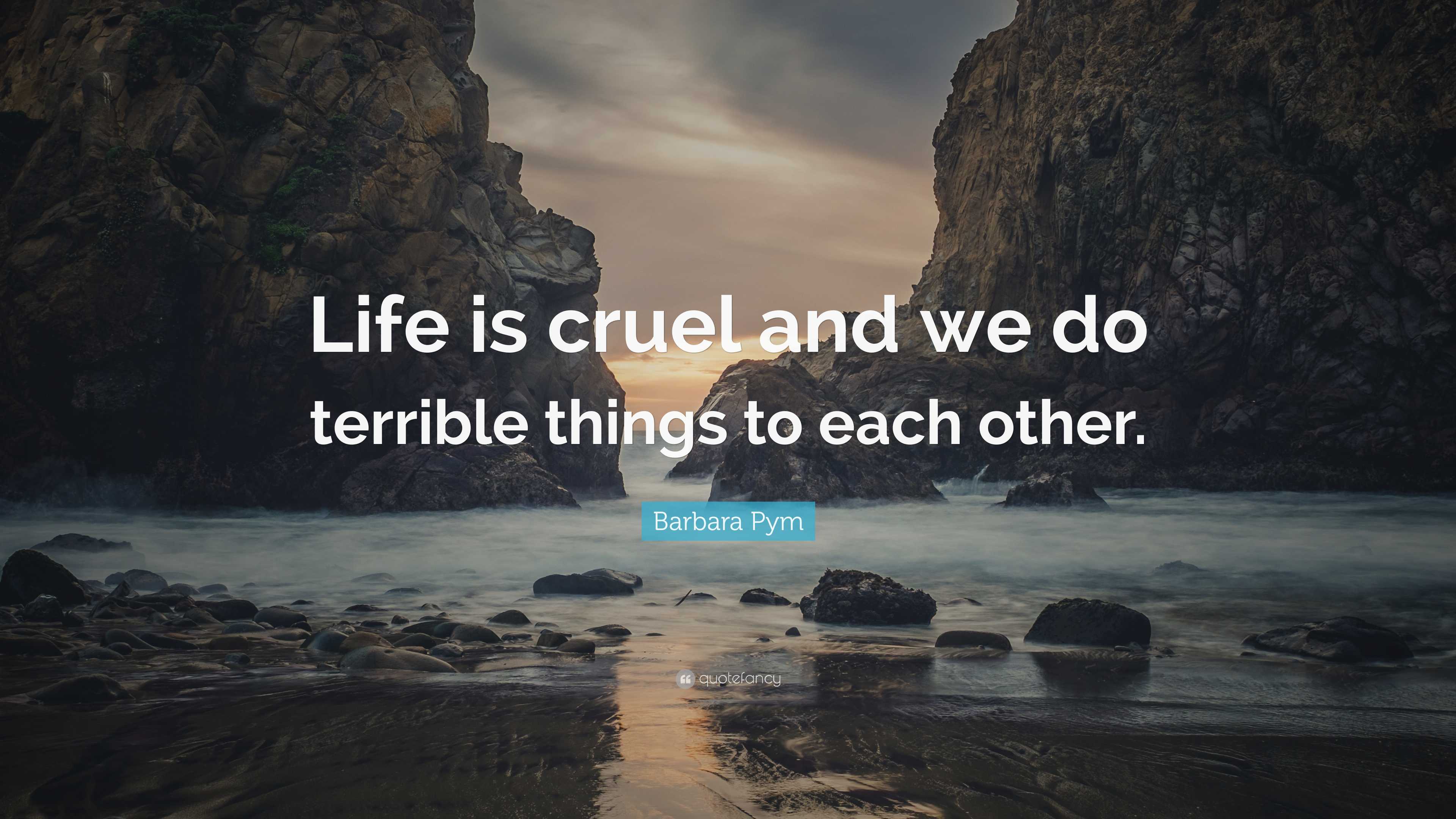 Barbara Pym Quote: “Life is cruel and we do terrible things to each other.”