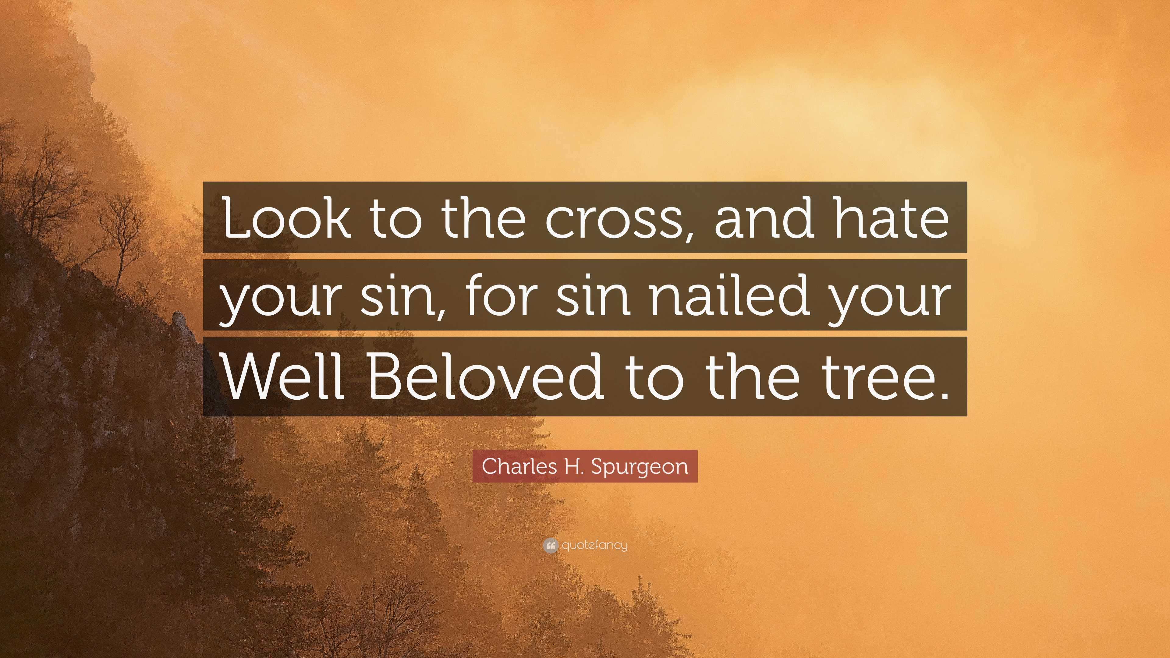 Charles H. Spurgeon Quote: “Look to the cross, and hate your sin, for ...