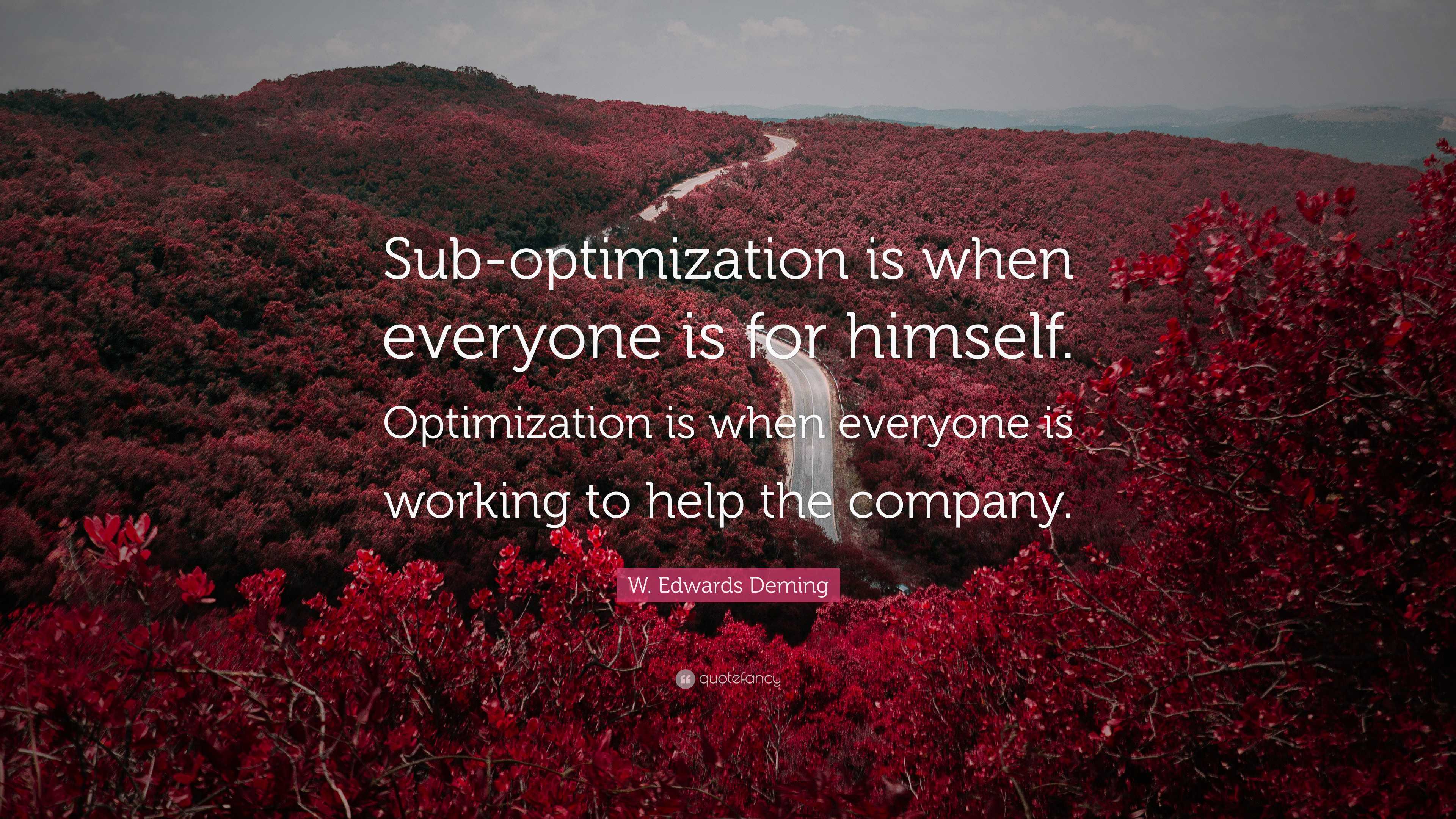 W. Edwards Deming Quote: “Sub-optimization is when everyone is for ...
