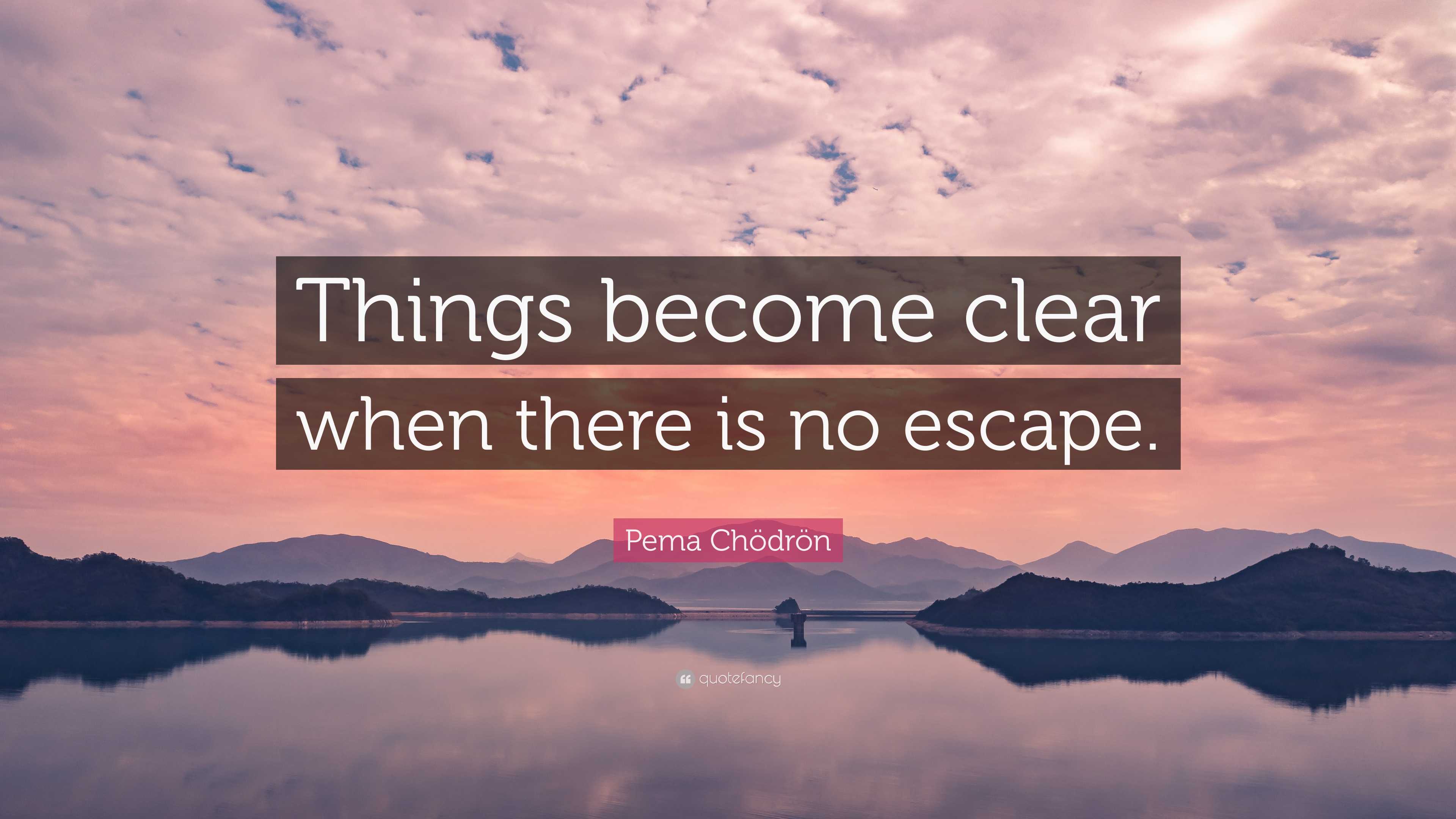 Pema Chödrön Quote: “Things become clear when there is no escape.”