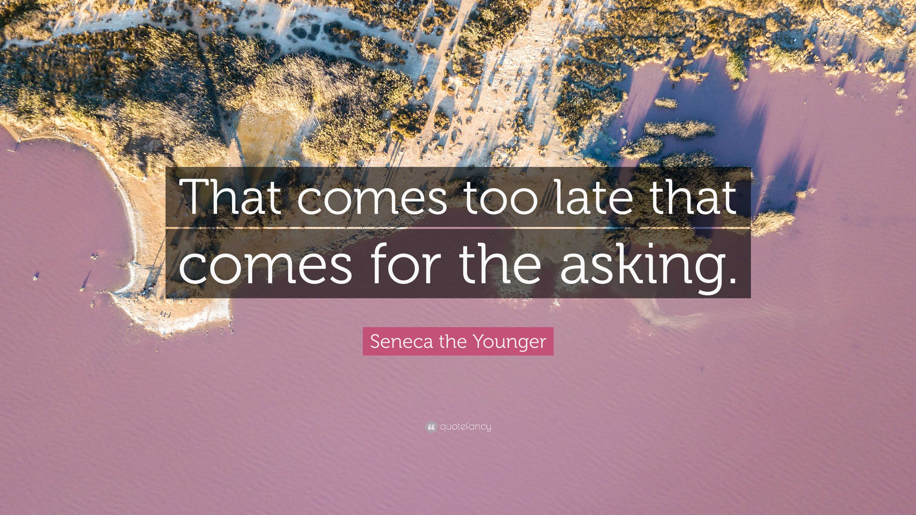 Seneca the Younger Quote: “That comes too late that comes for the asking.”