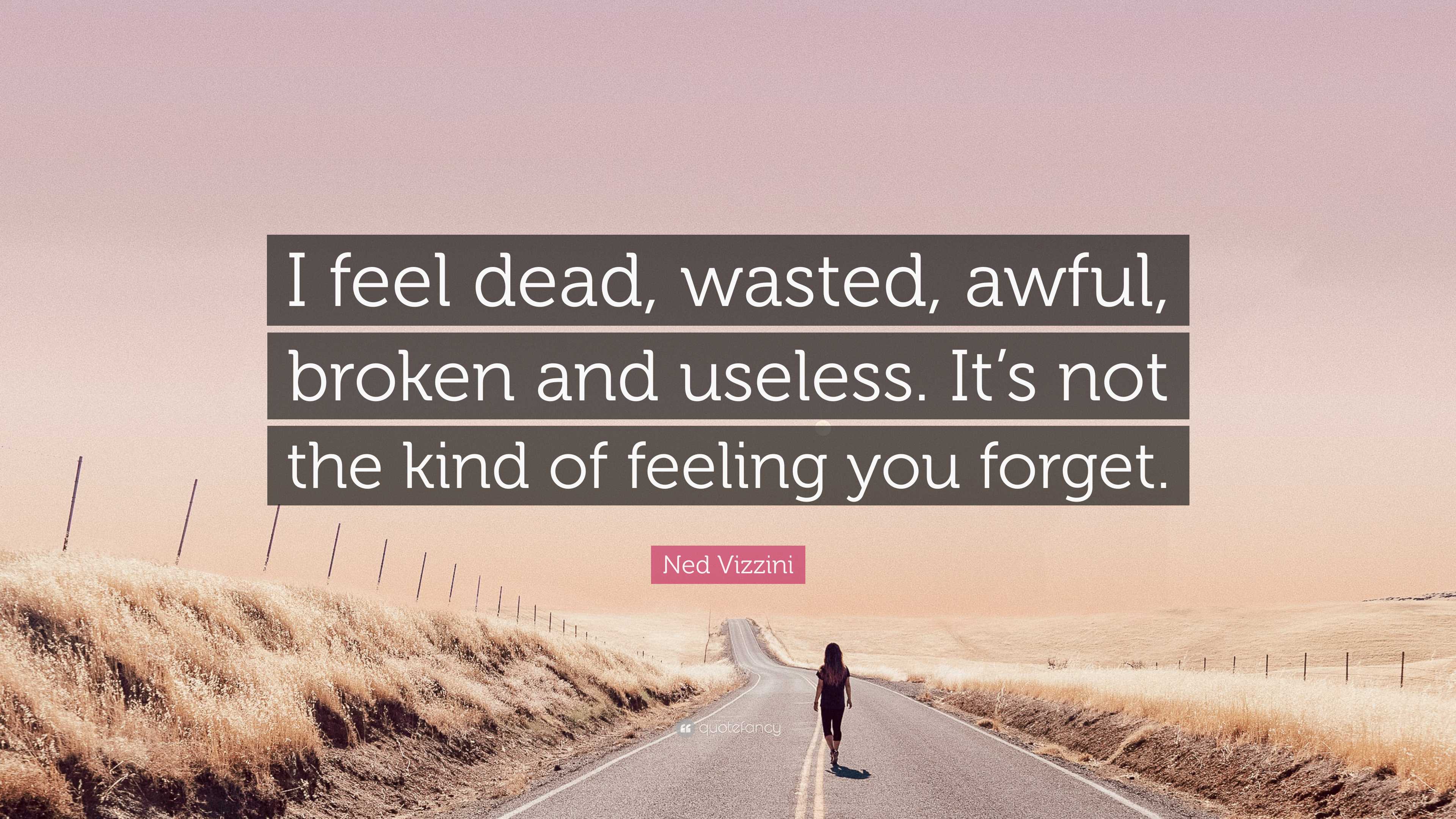 Ned Vizzini Quote: “I feel dead, wasted, awful, broken and useless. It ...