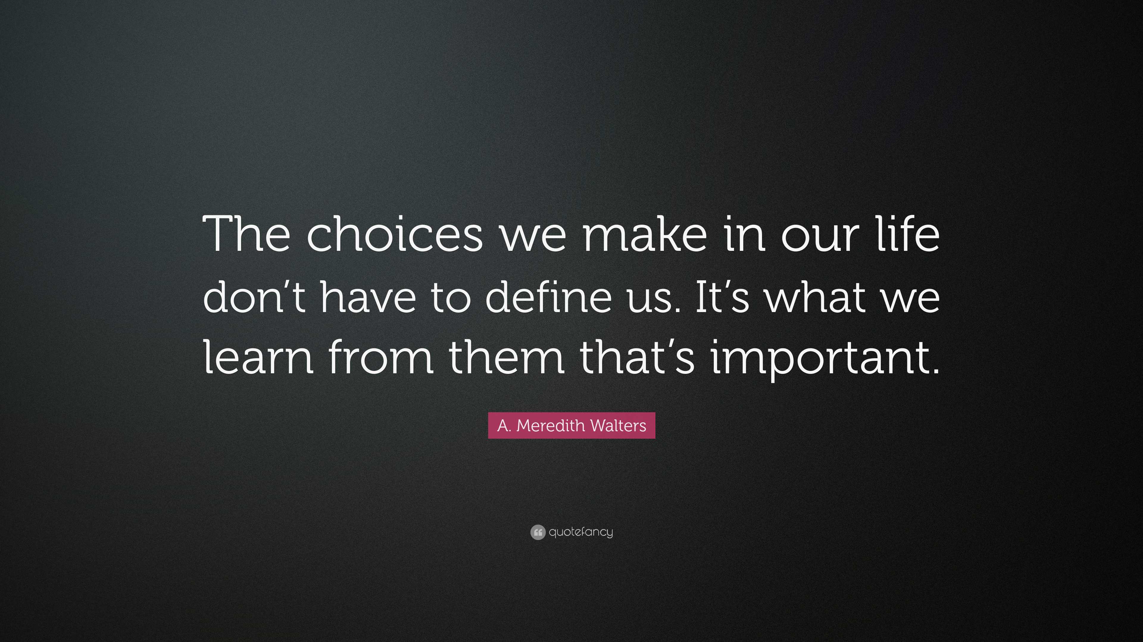 A. Meredith Walters Quote: “The choices we make in our life don’t have ...