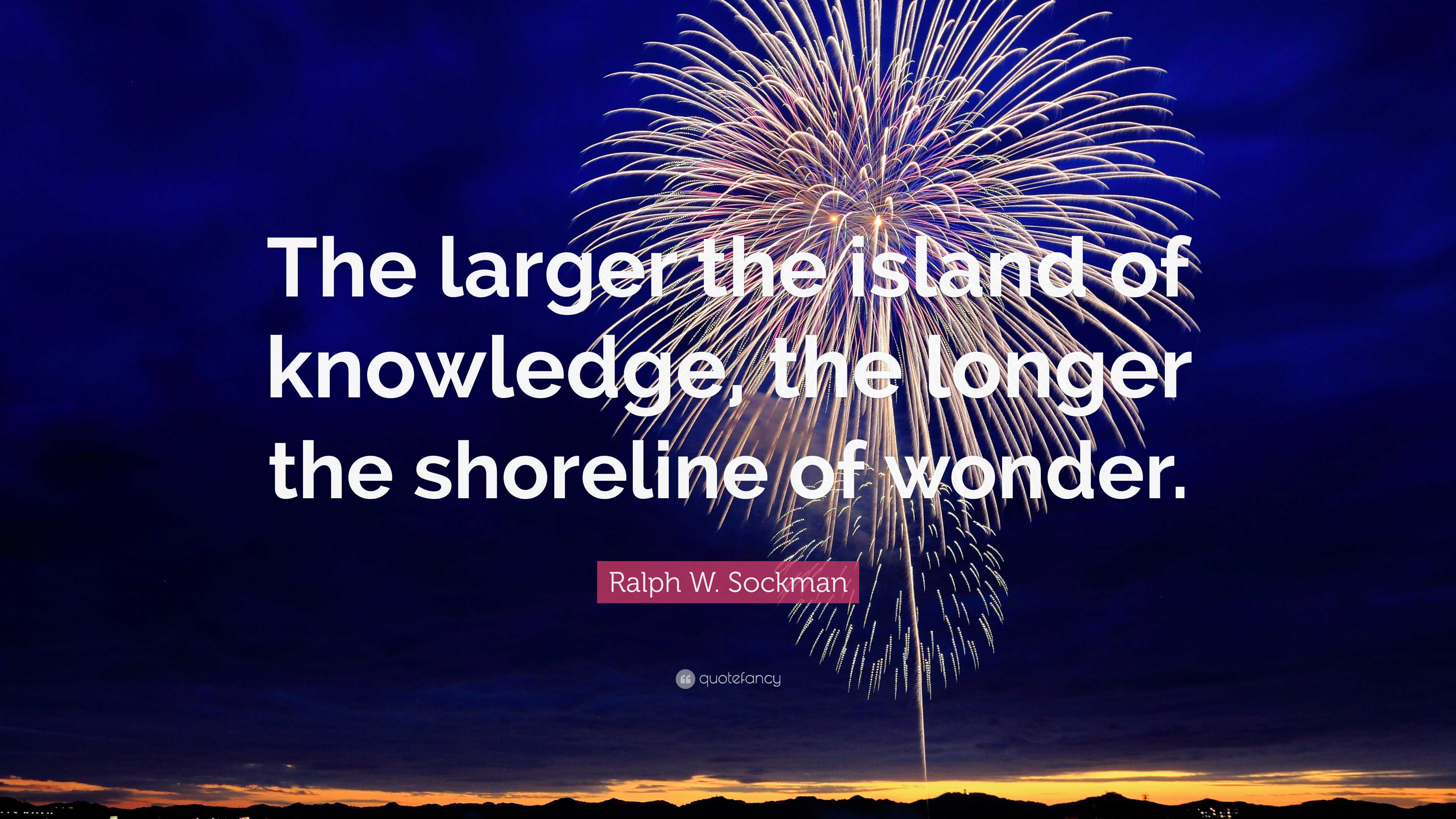 Ralph W. Sockman Quote: “The larger the island of knowledge, the longer ...