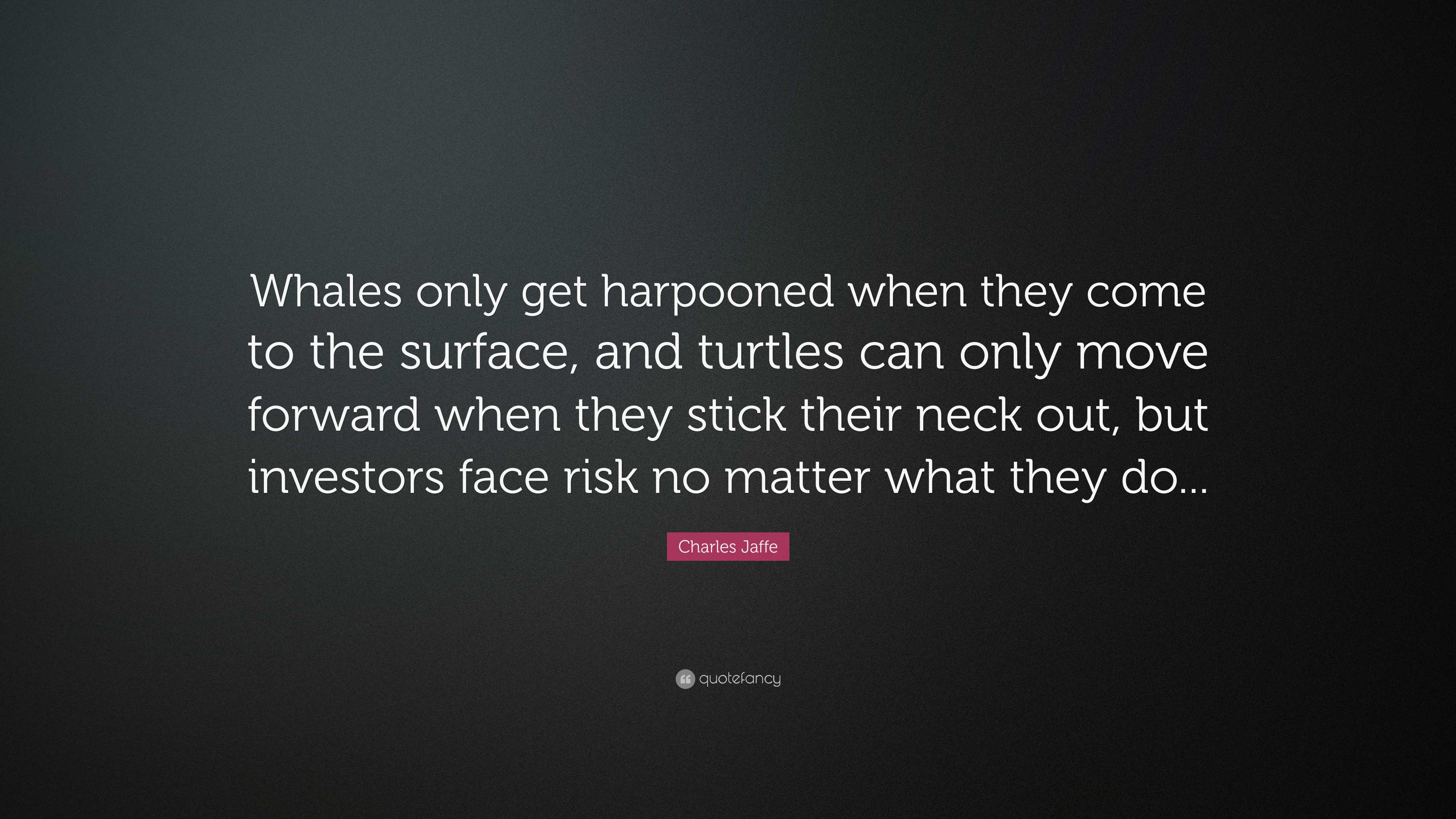 Charles Jaffe Quote: “Whales only get harpooned when they come to the ...
