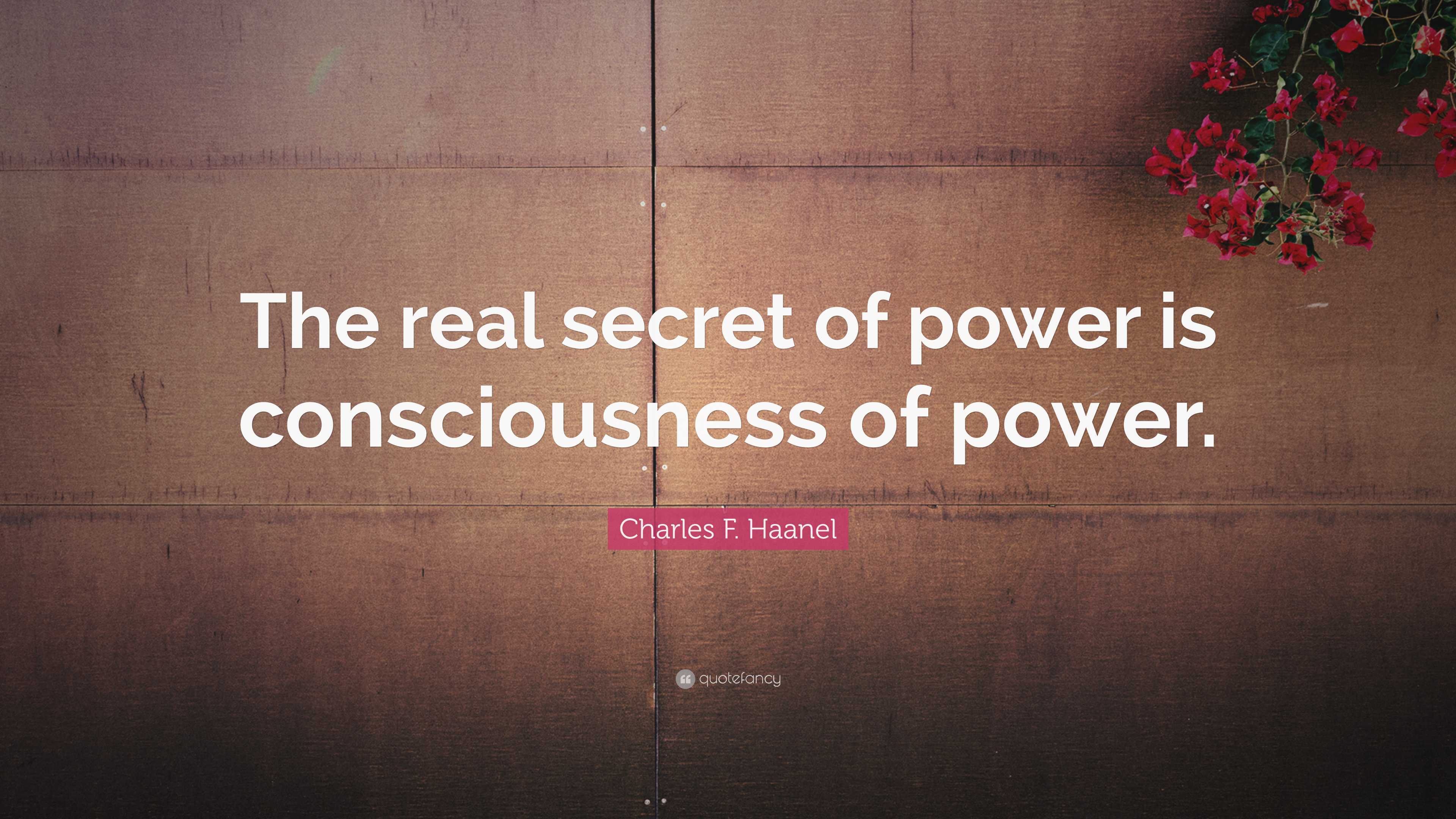 Charles F. Haanel Quote: “The real secret of power is consciousness of ...