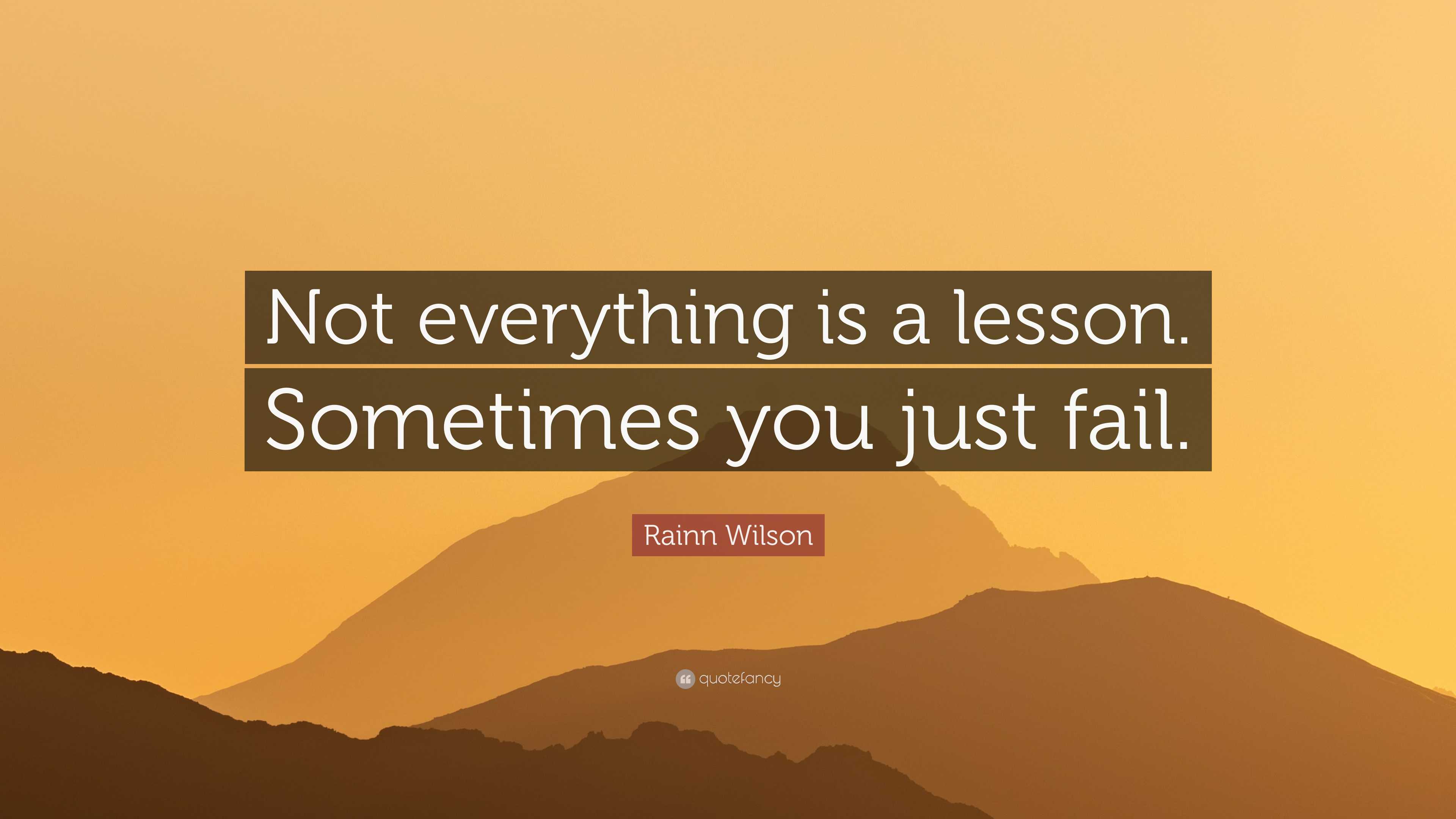 Rainn Wilson Quote: “Not everything is a lesson. Sometimes you just fail.”