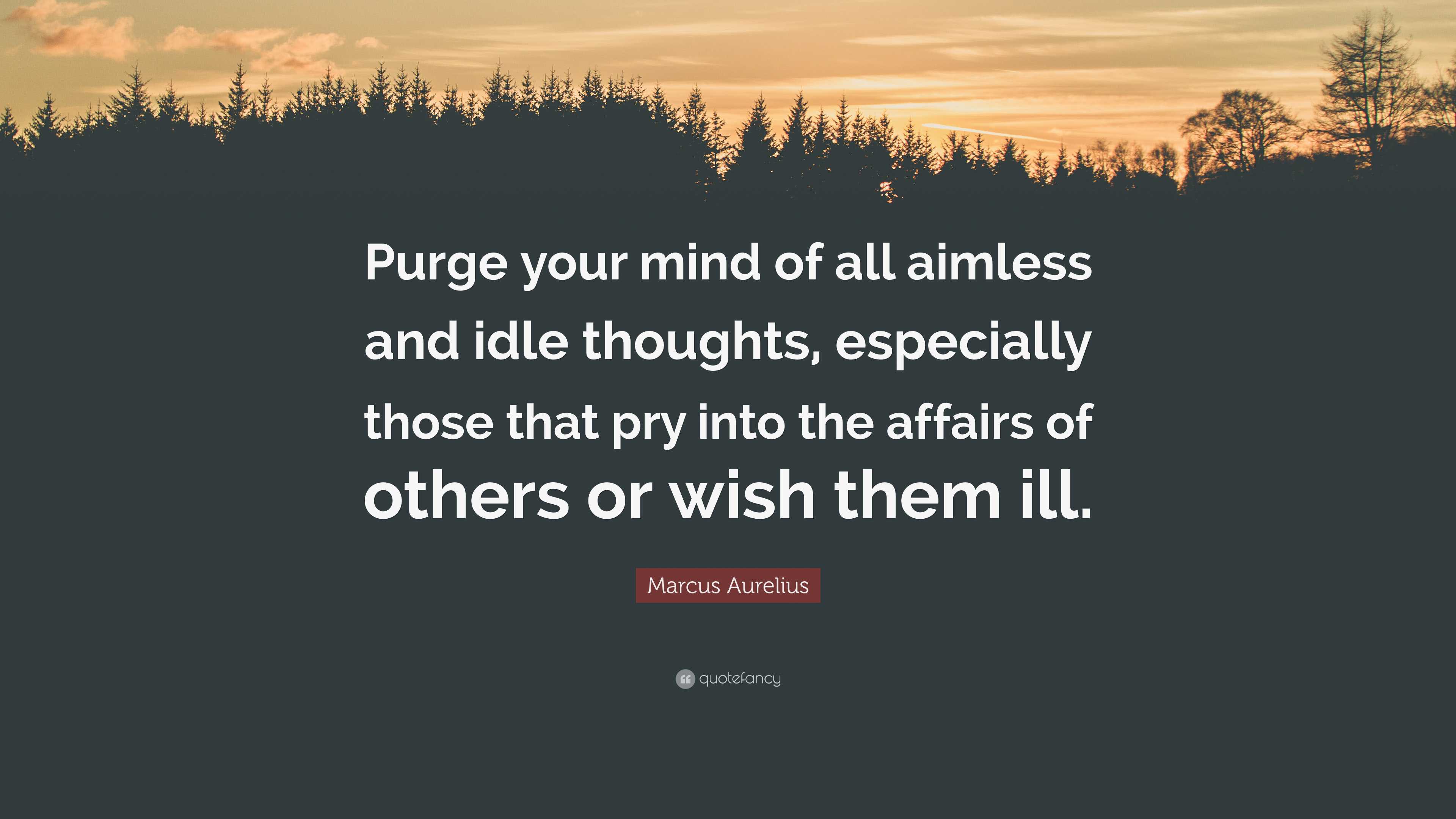 Marcus Aurelius Quote: “Purge your mind of all aimless and idle ...