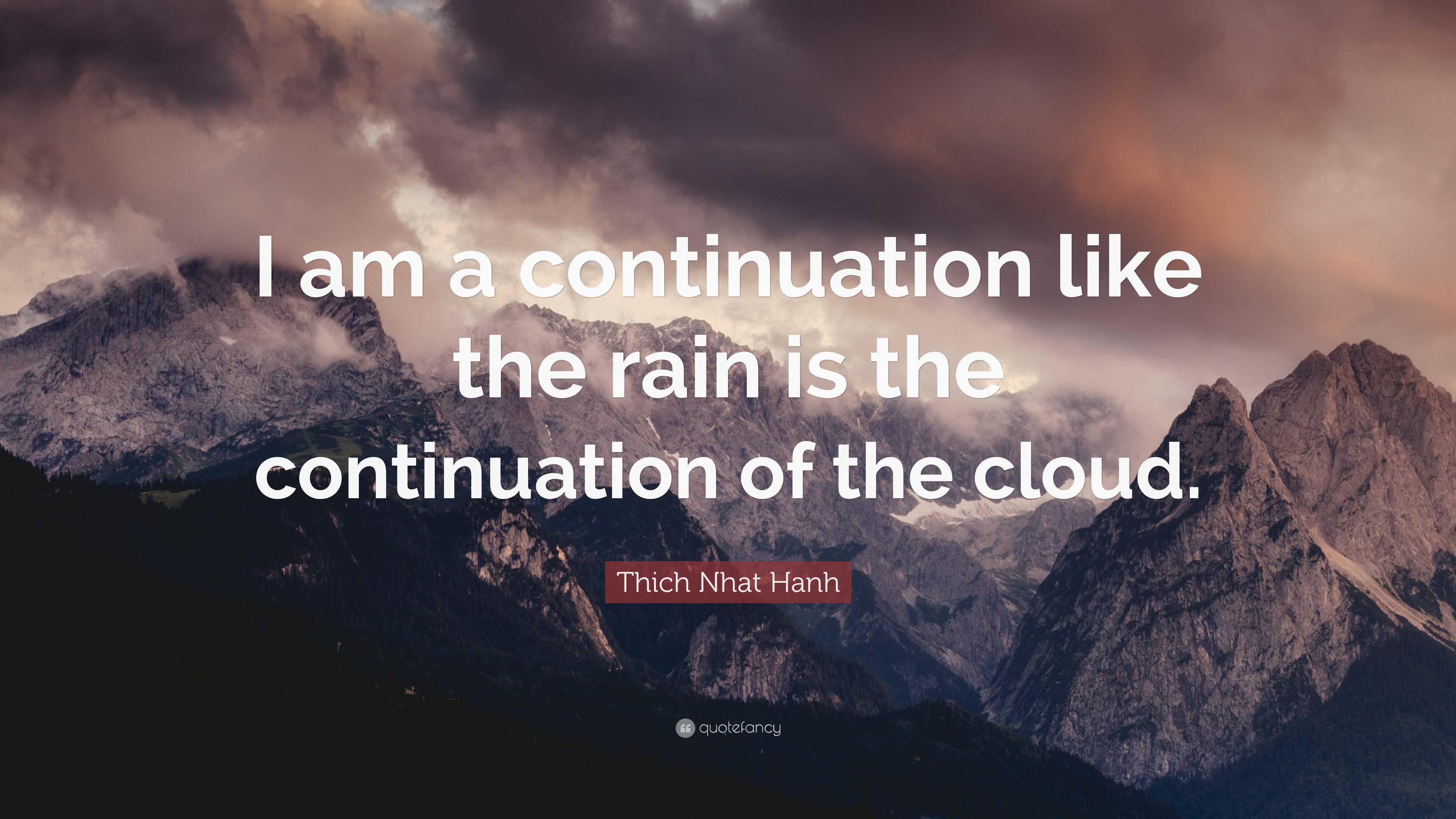 Thich Nhat Hanh Quote: “I am a continuation like the rain is the ...