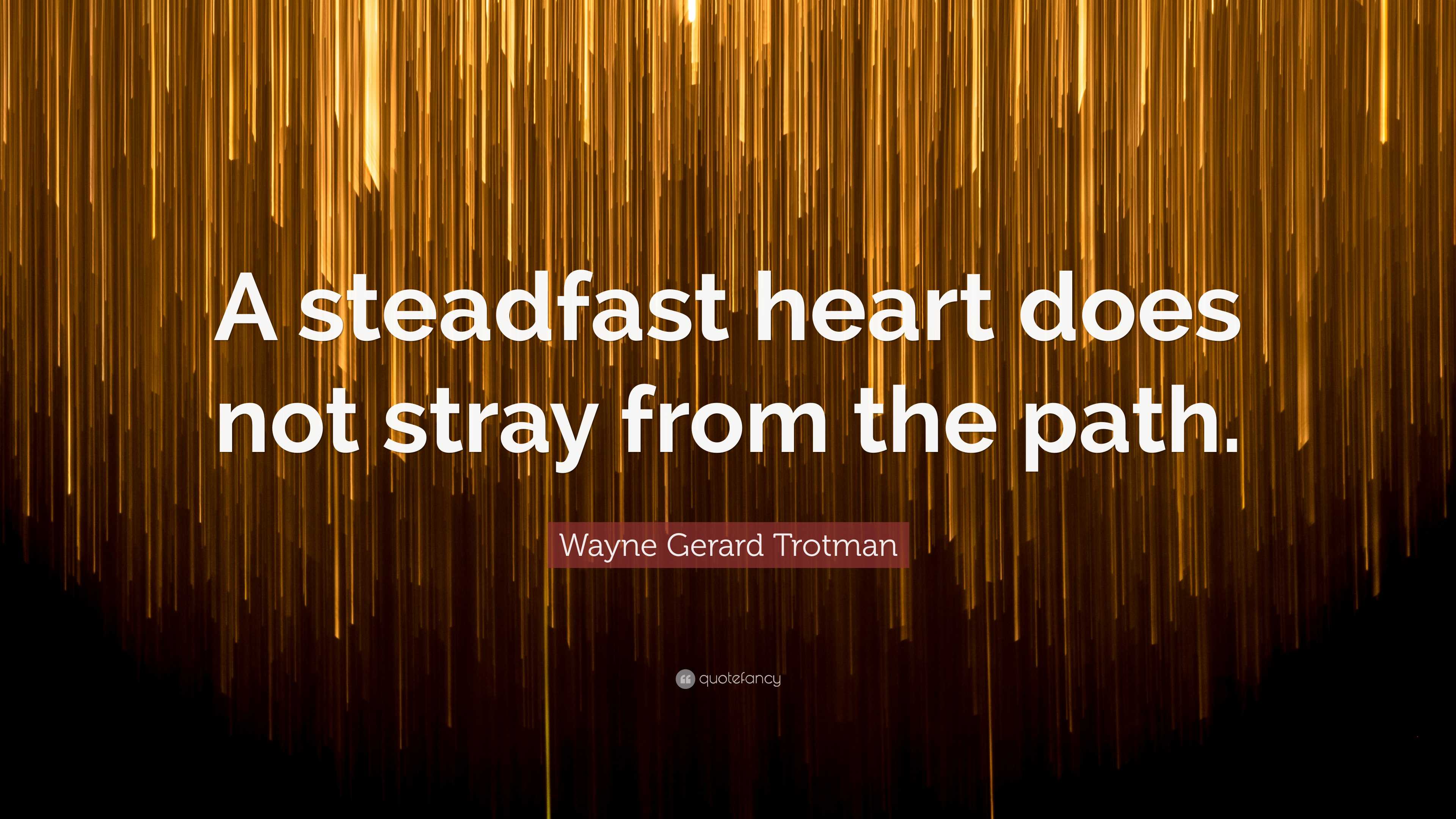 Wayne Gerard Trotman Quote: “A steadfast heart does not stray from the ...