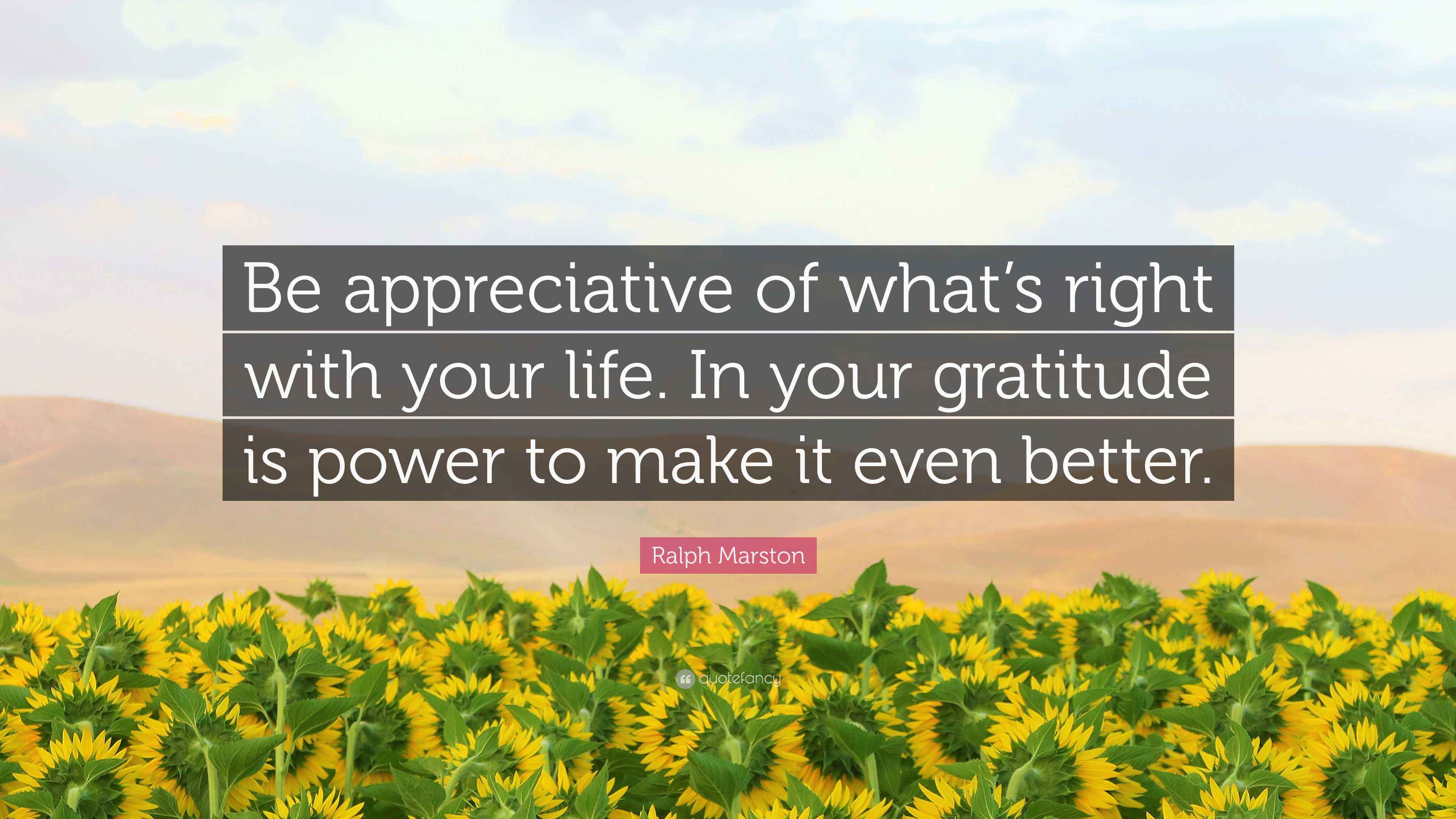 Ralph Marston Quote: “Be appreciative of what’s right with your life ...