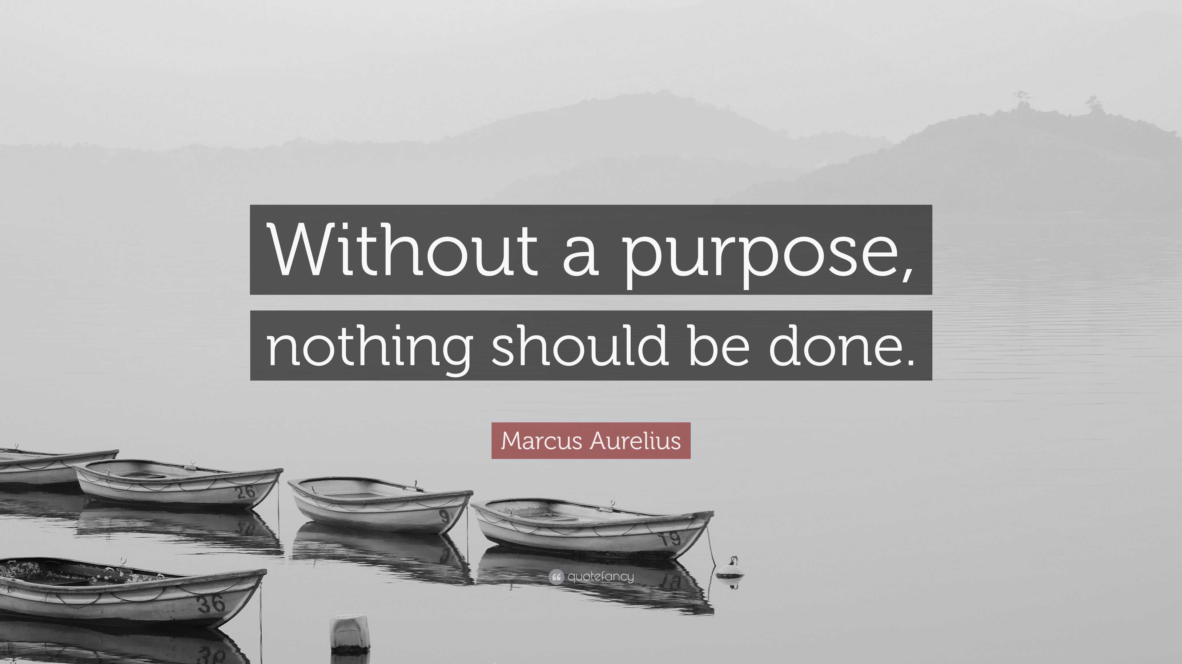 Marcus Aurelius Quote: “Without a purpose, nothing should be done.”