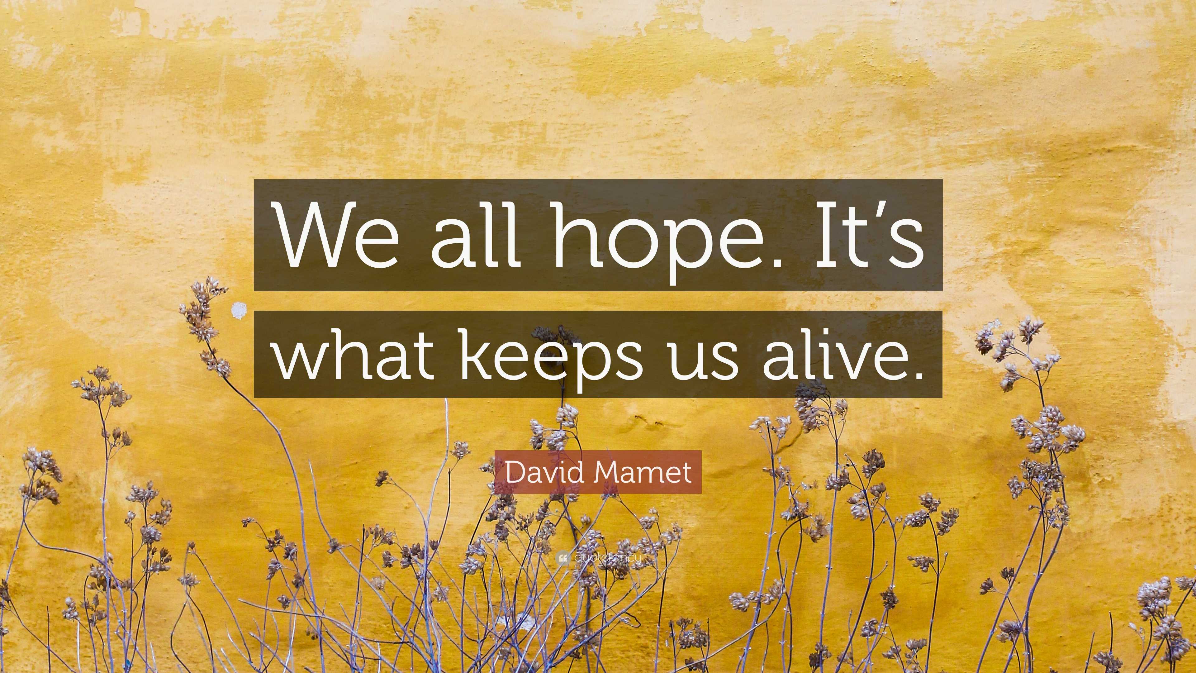 David Mamet Quote: “We all hope. It’s what keeps us alive.”