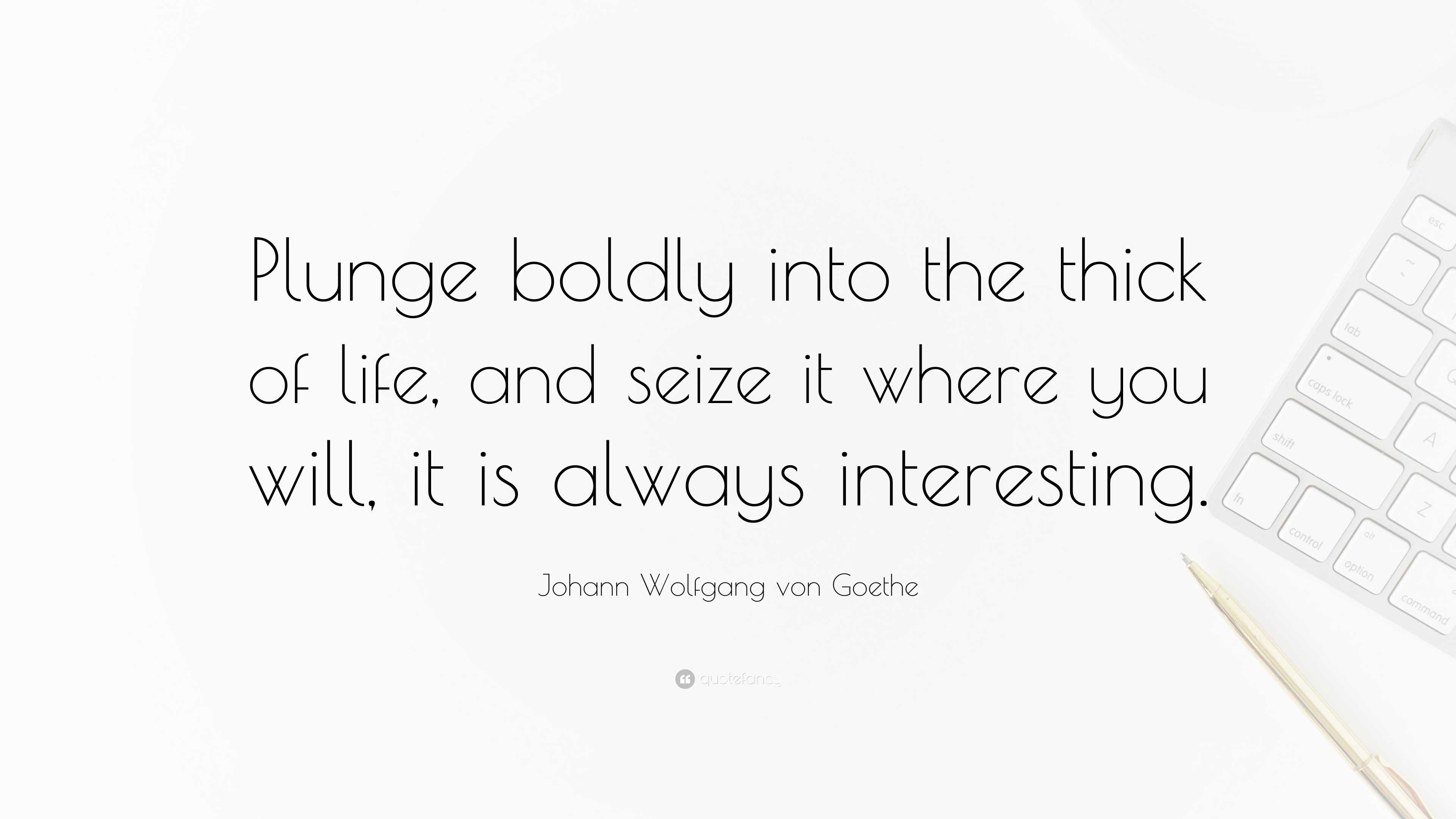 Johann Wolfgang von Goethe Quote: “Plunge boldly into the thick of life ...