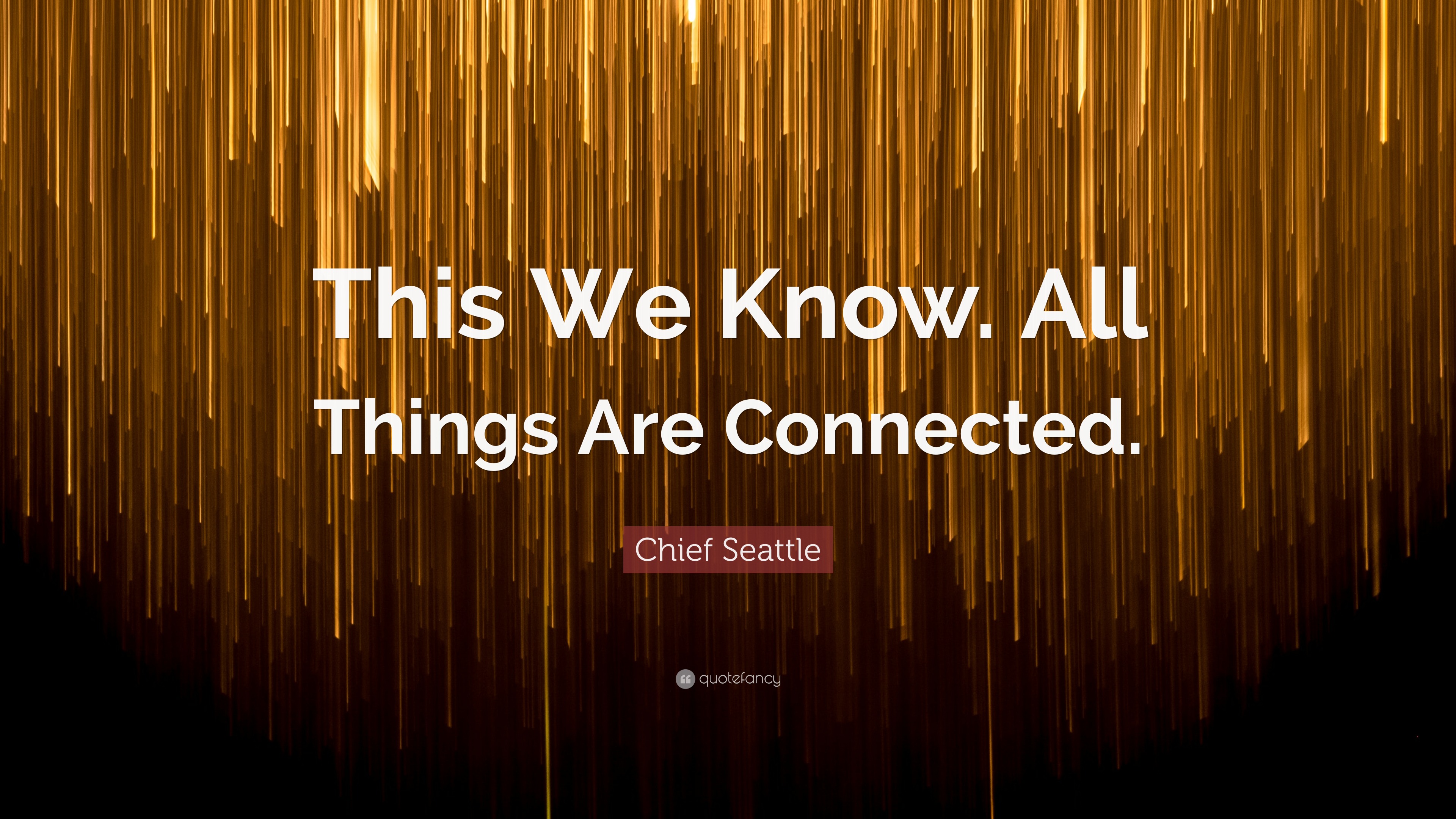 Chief Seattle Quote: “This We Know. All Things Are Connected.”