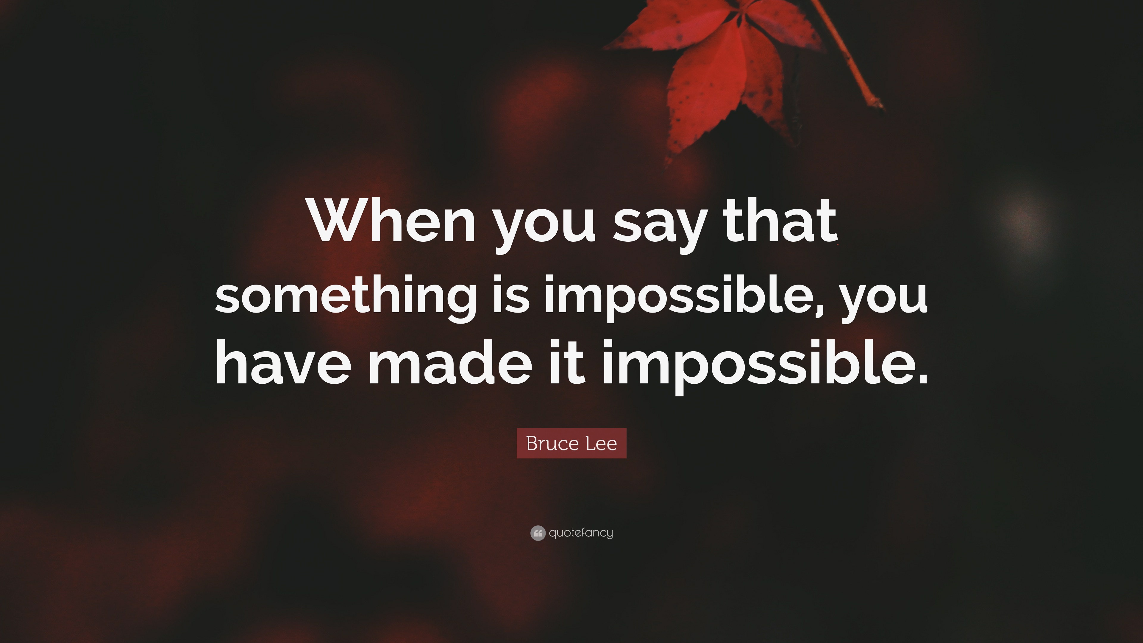 Bruce Lee Quote: “When you say that something is impossible, you have ...
