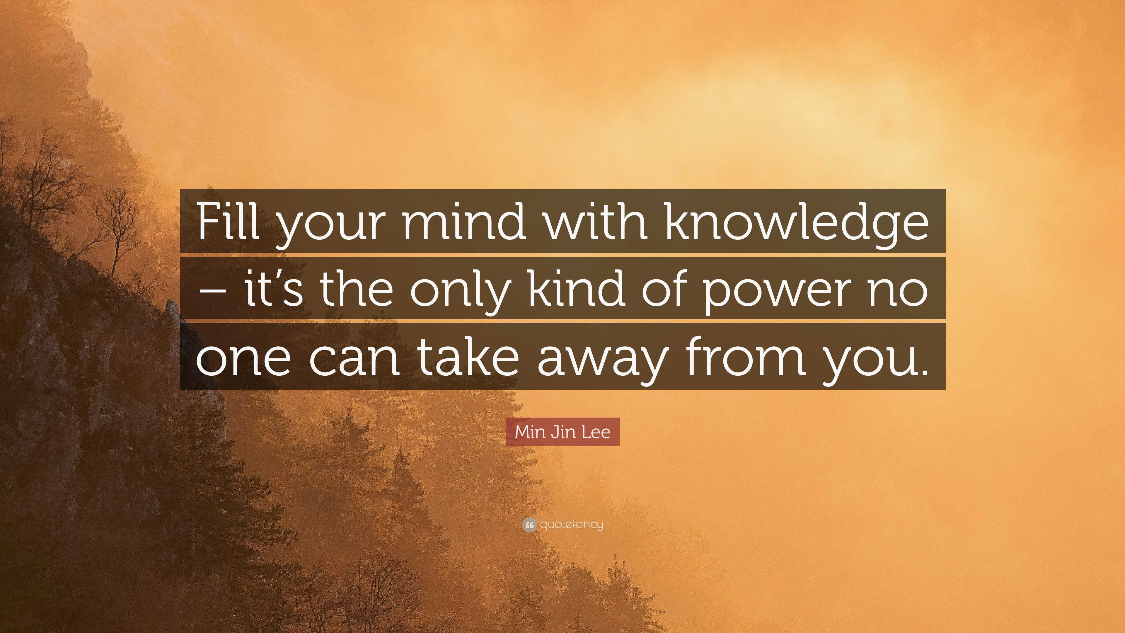 Min Jin Lee Quote: “Fill your mind with knowledge – it’s the only kind ...