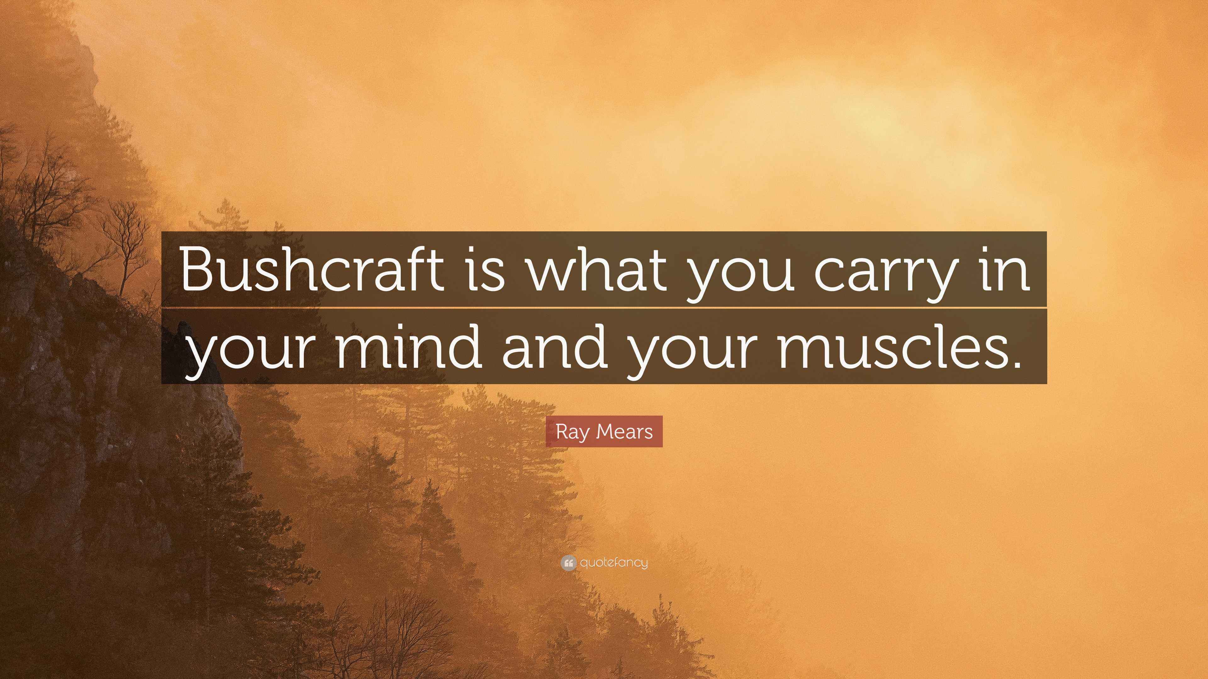 Ray Mears Quote: “Bushcraft is what you carry in your mind and your ...