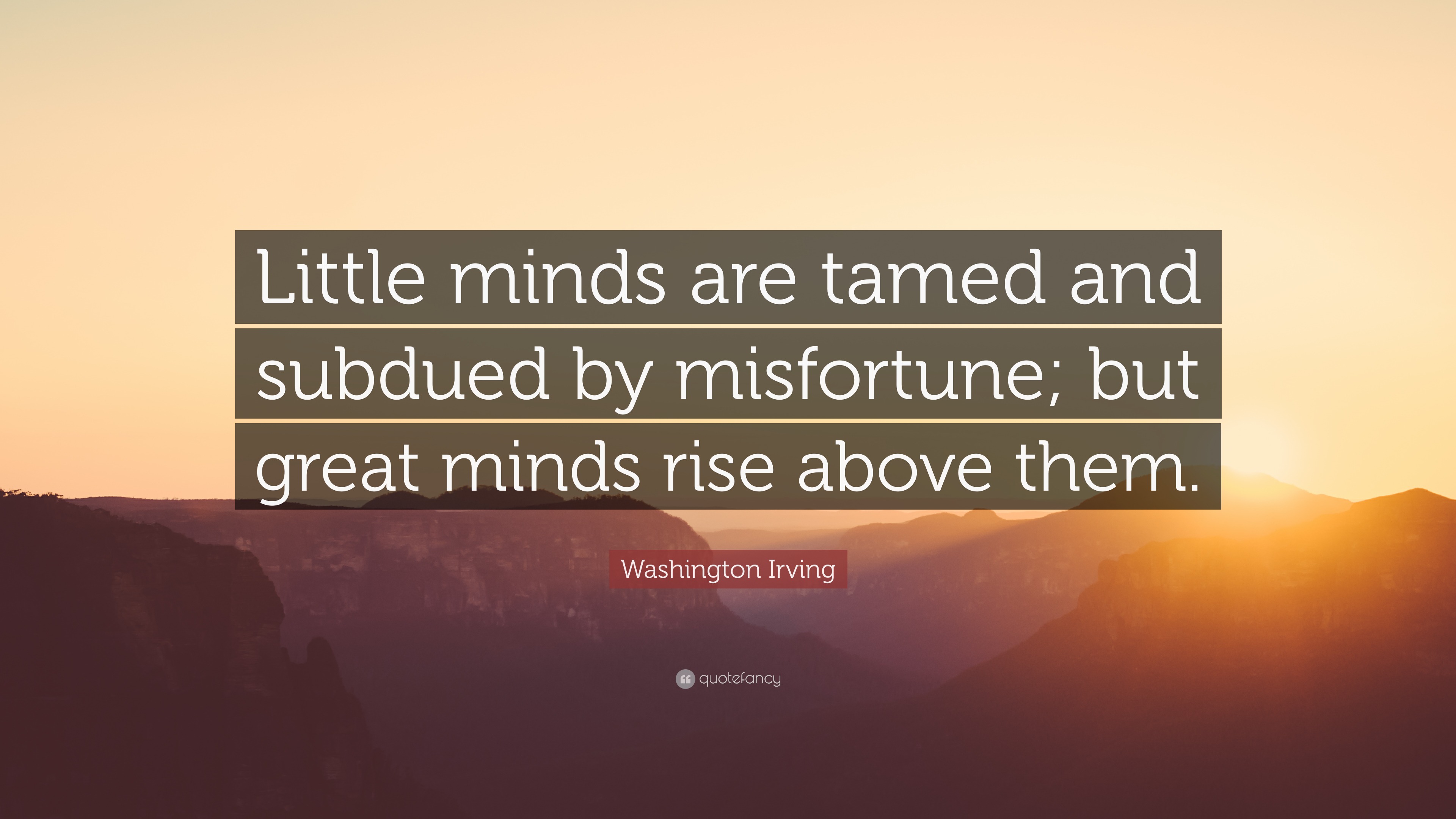 Washington Irving Quote: “Little minds are tamed and subdued by ...