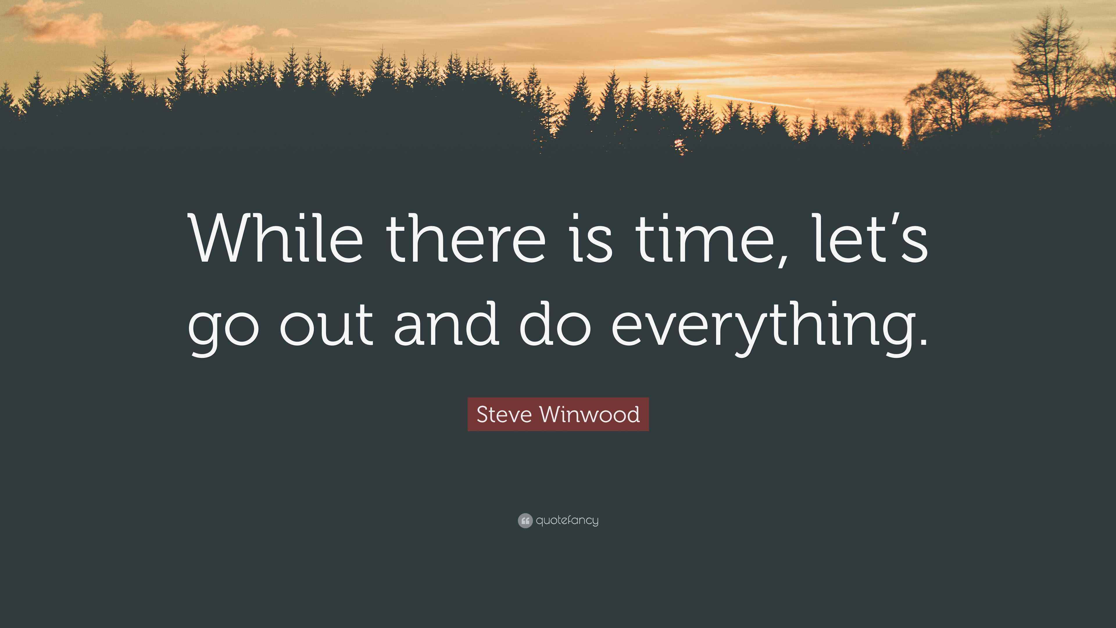 Steve Winwood Quote: “While there is time, let’s go out and do everything.”