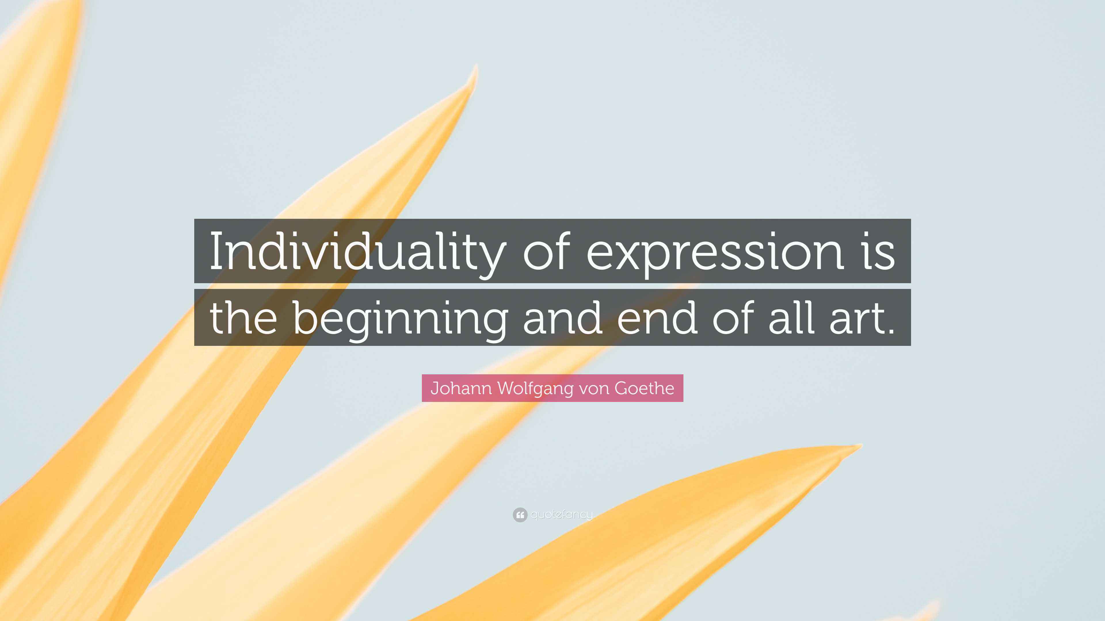 Johann Wolfgang von Goethe Quote: “Individuality of expression is the ...