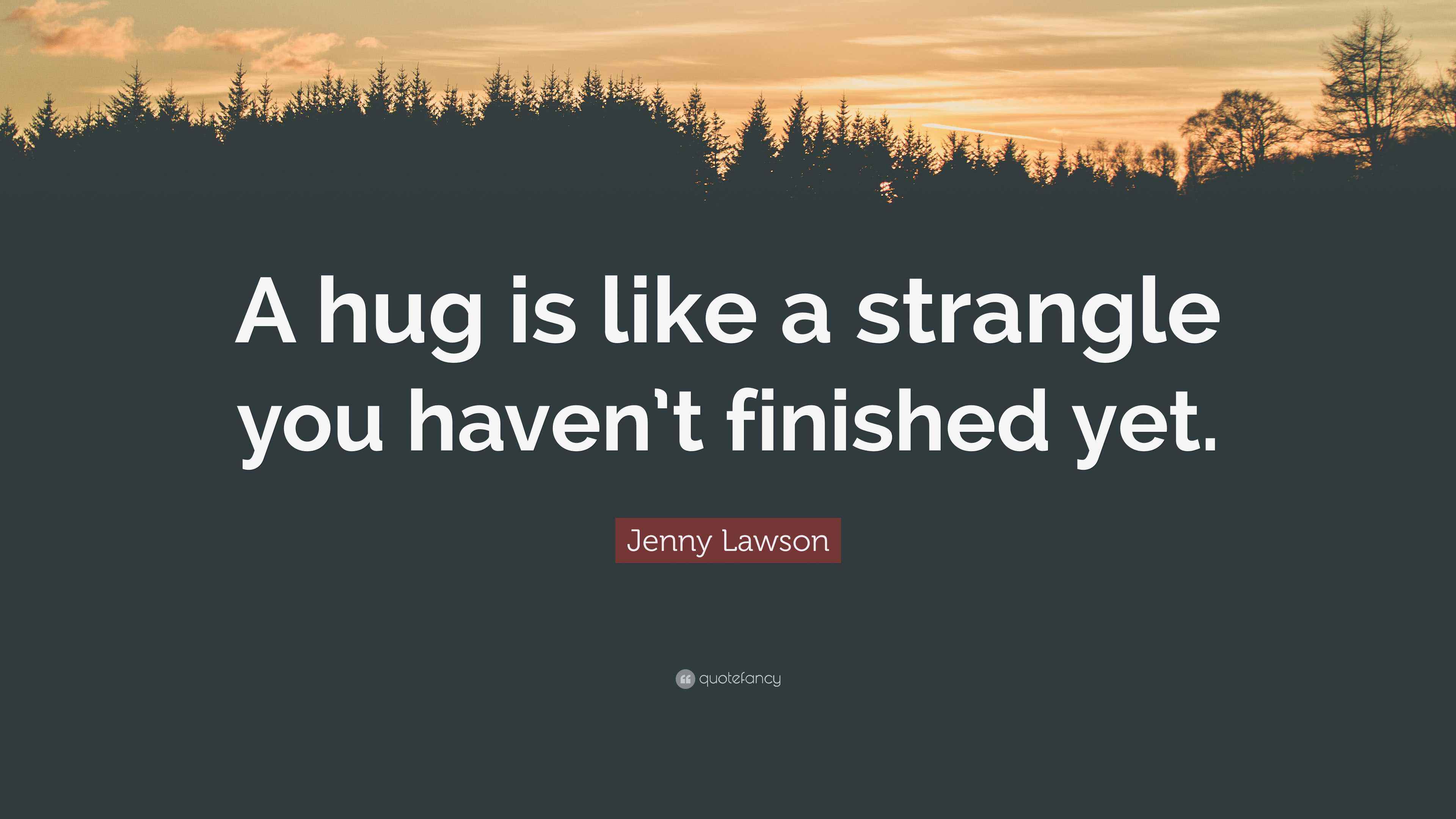 Jenny Lawson Quote: “A hug is like a strangle you haven’t finished yet.”