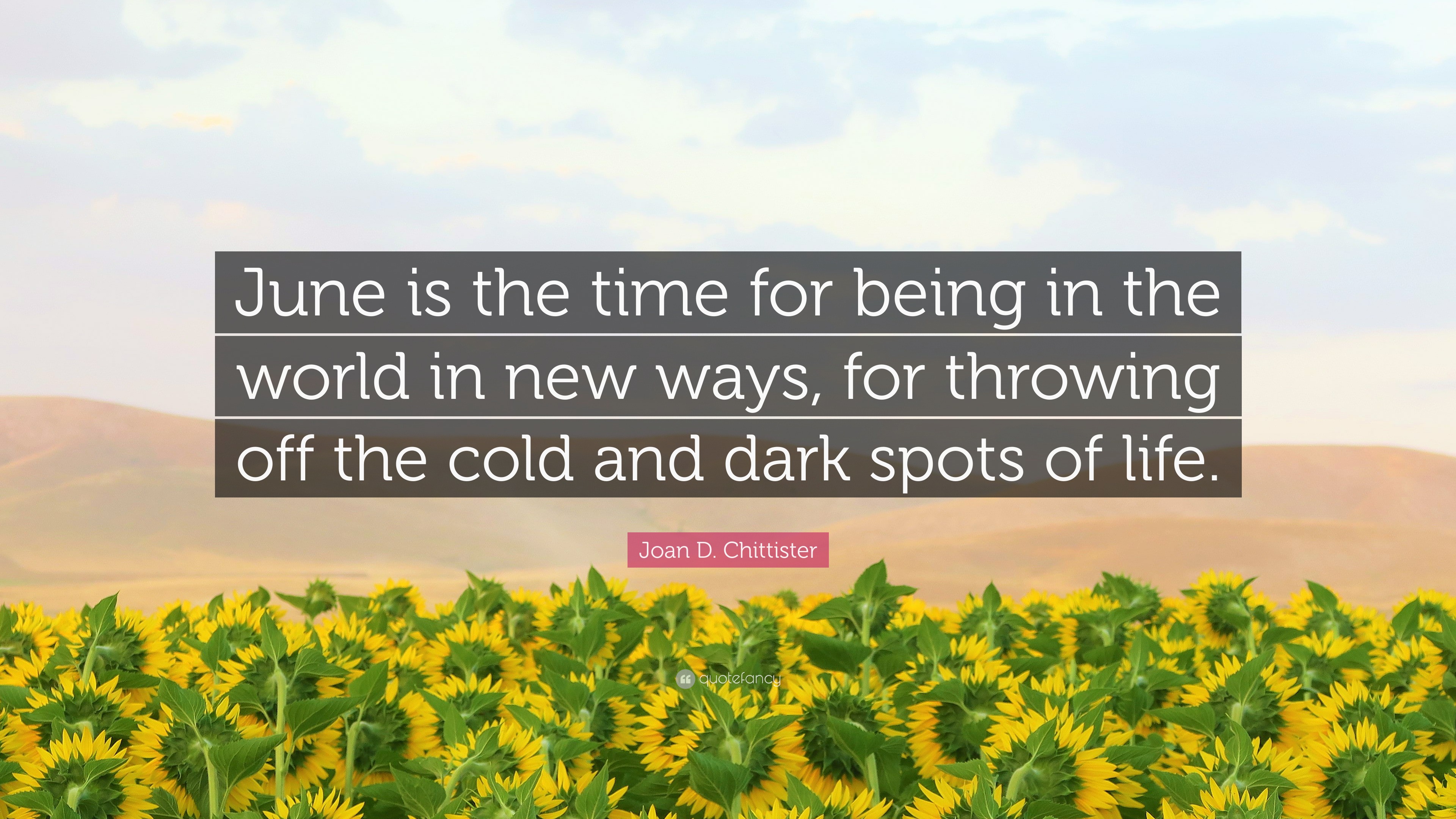 Joan D. Chittister Quote: “June is the time for being in the world in ...