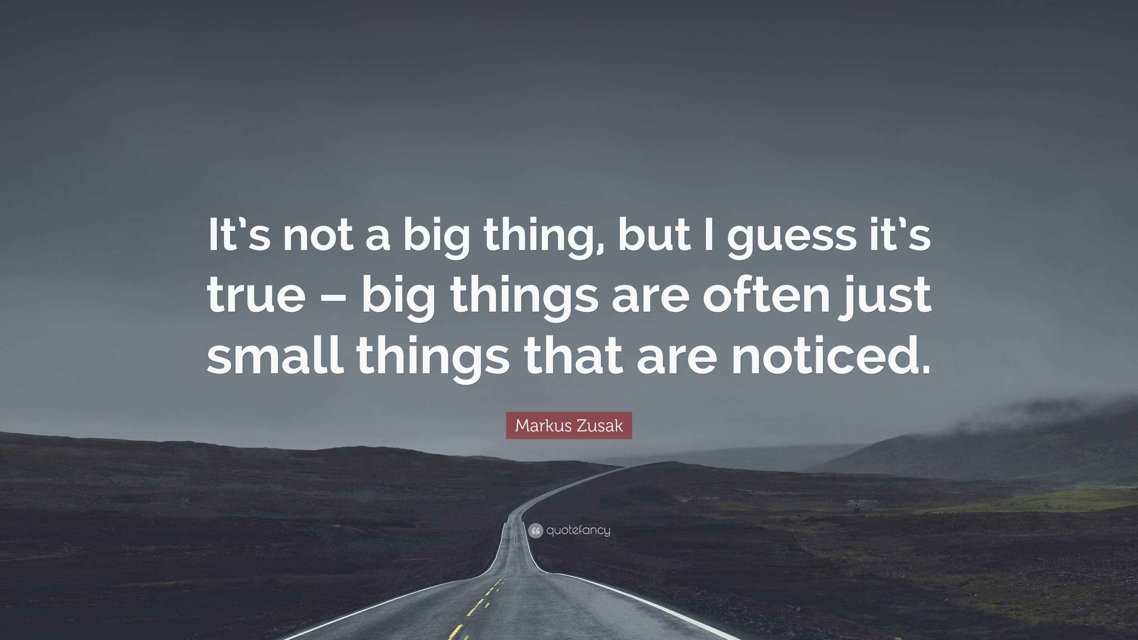 Markus Zusak Quote: “It’s not a big thing, but I guess it’s true – big ...