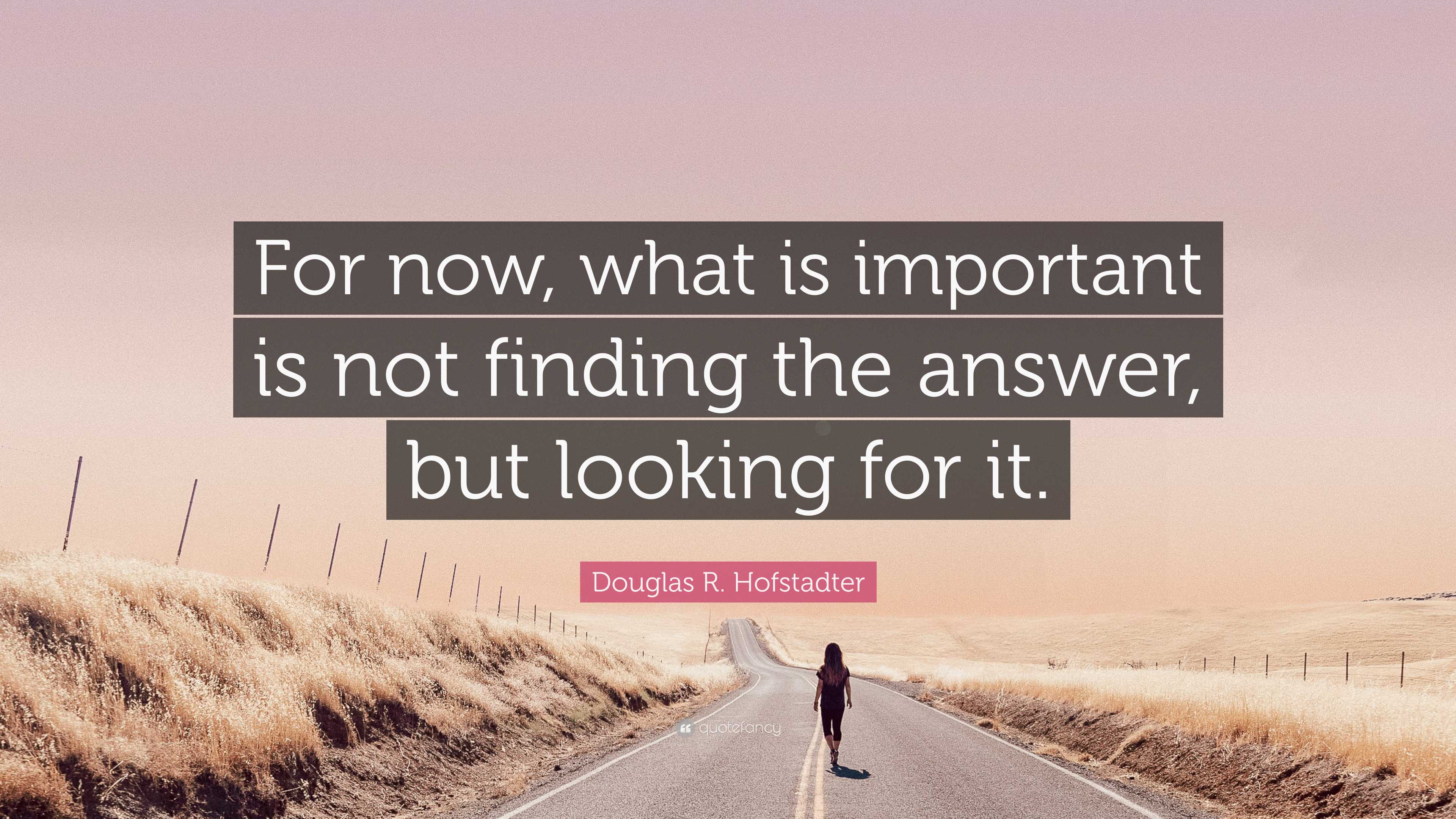 Douglas R. Hofstadter Quote: “For now, what is important is not finding ...