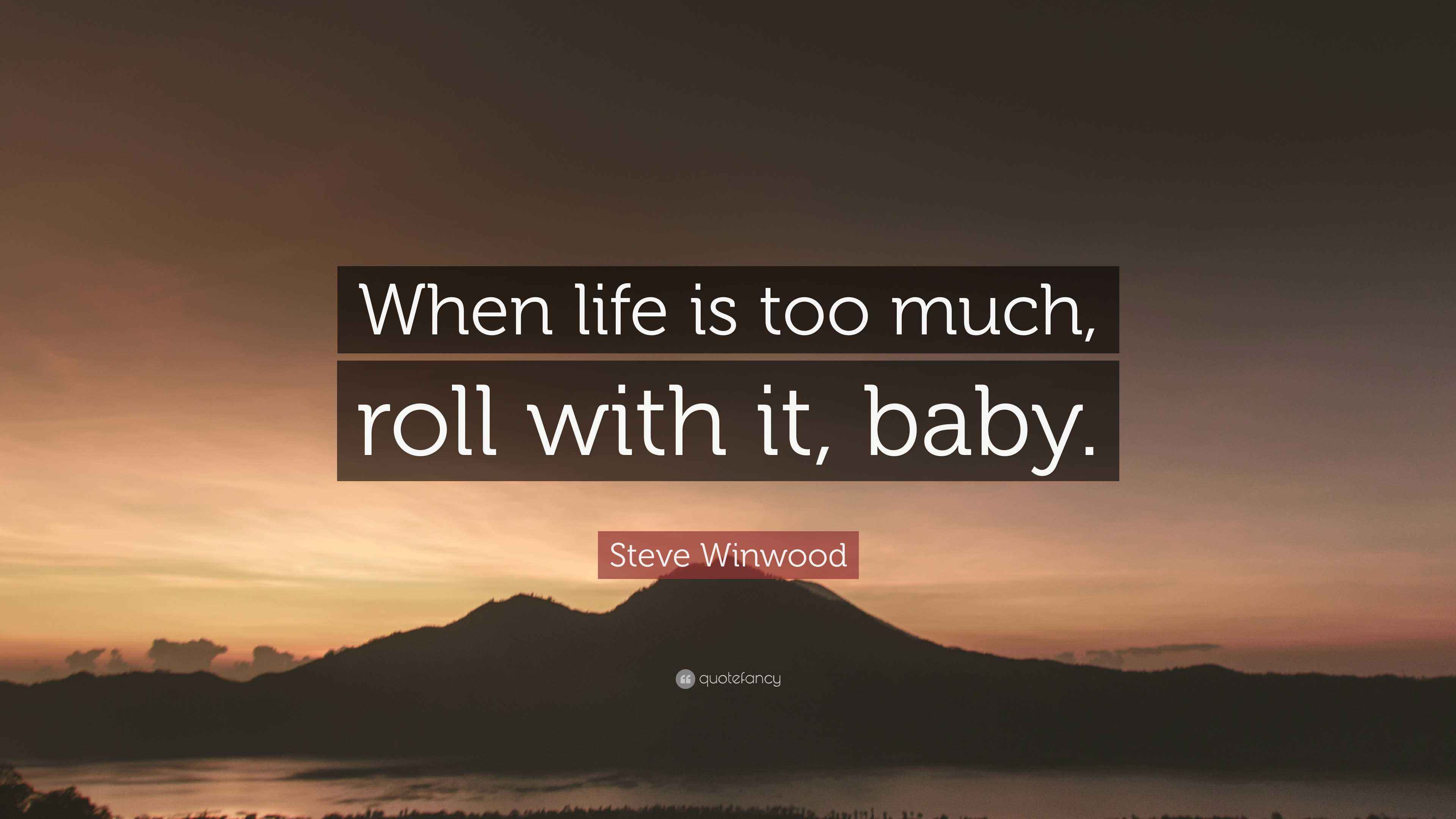 Steve Winwood Quote: “When life is too much, roll with it, baby.”