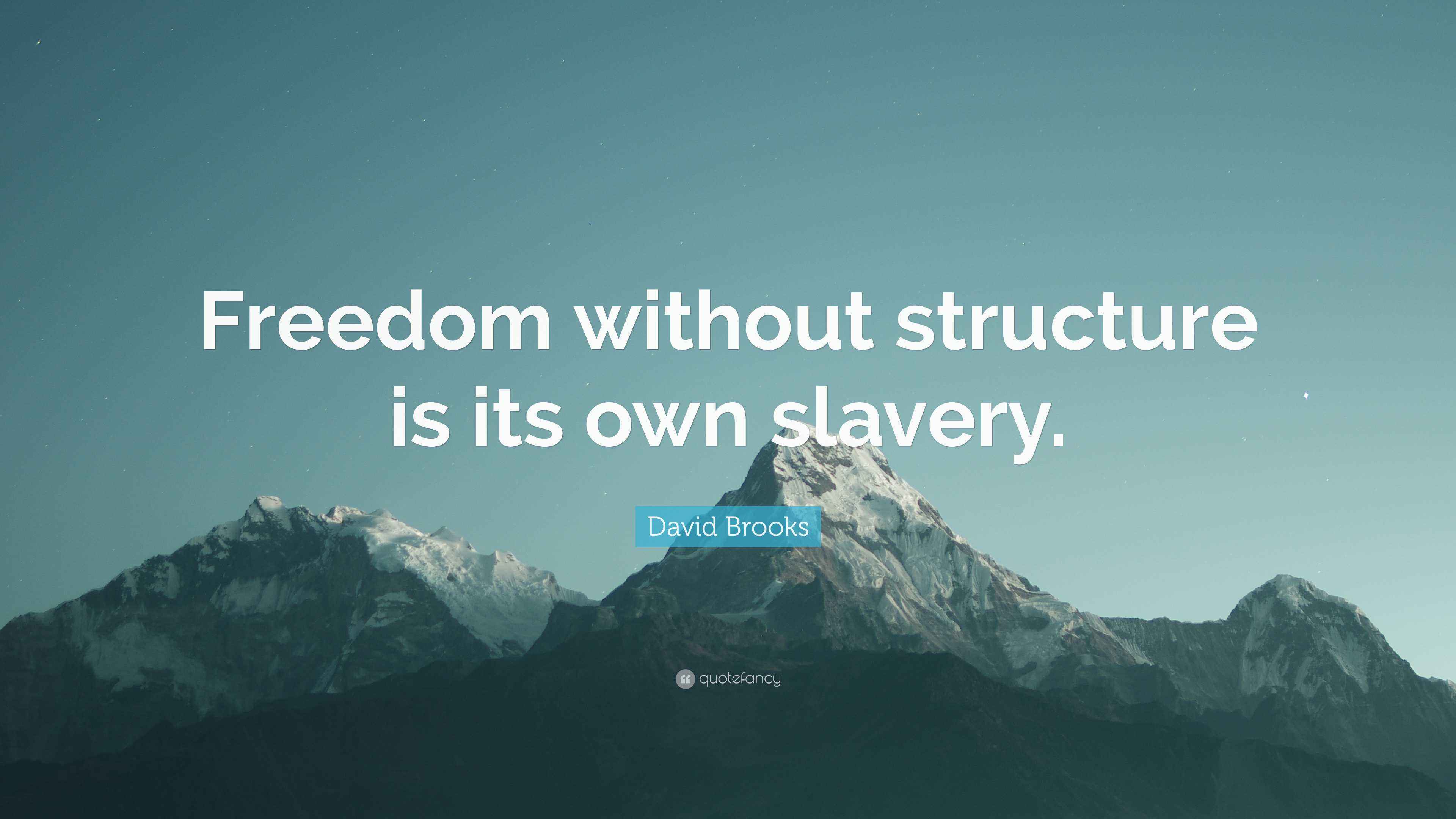 David Brooks Quote: “Freedom without structure is its own slavery.”