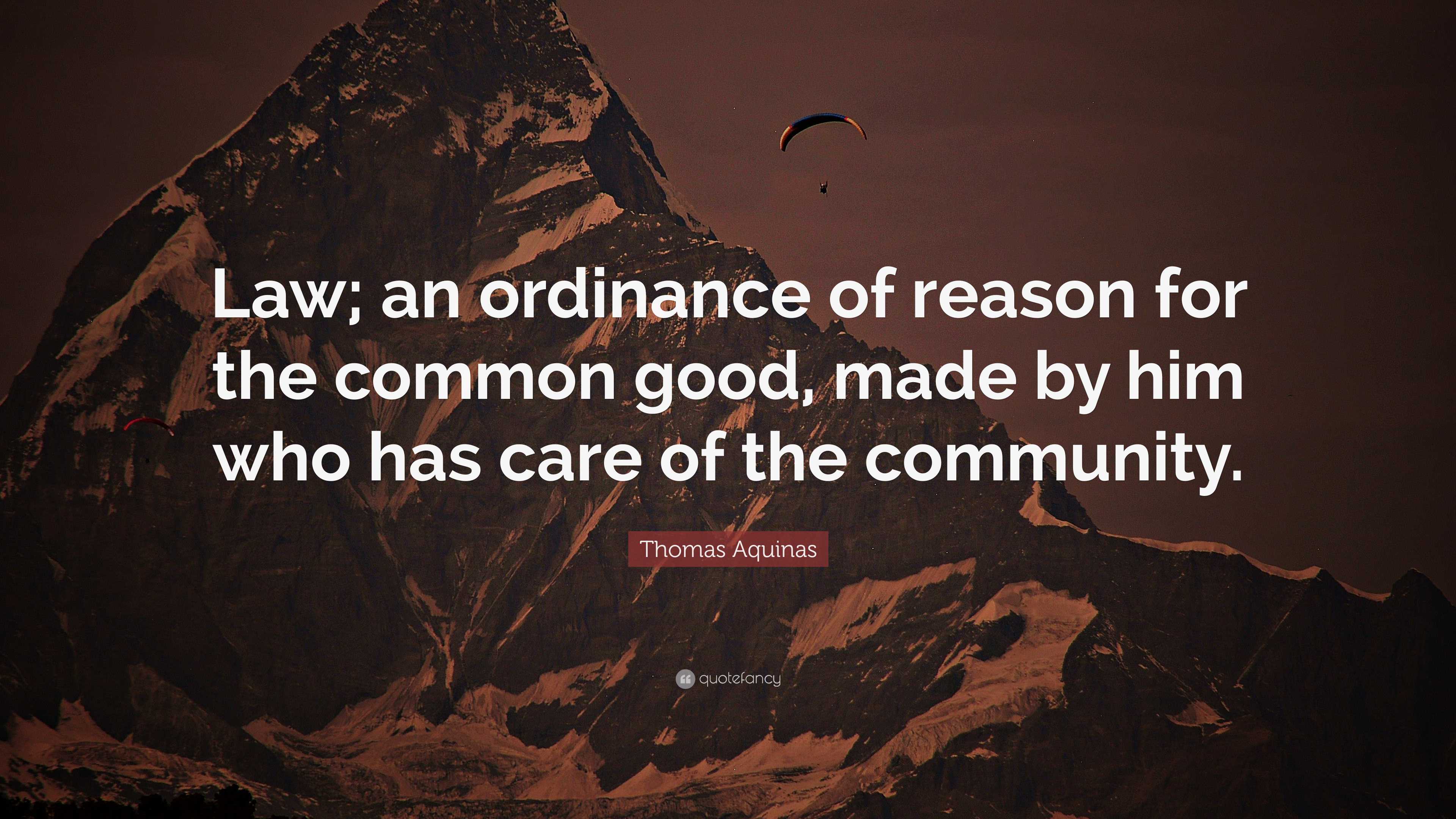 Thomas Aquinas Quote: “Law; an ordinance of reason for the common good ...