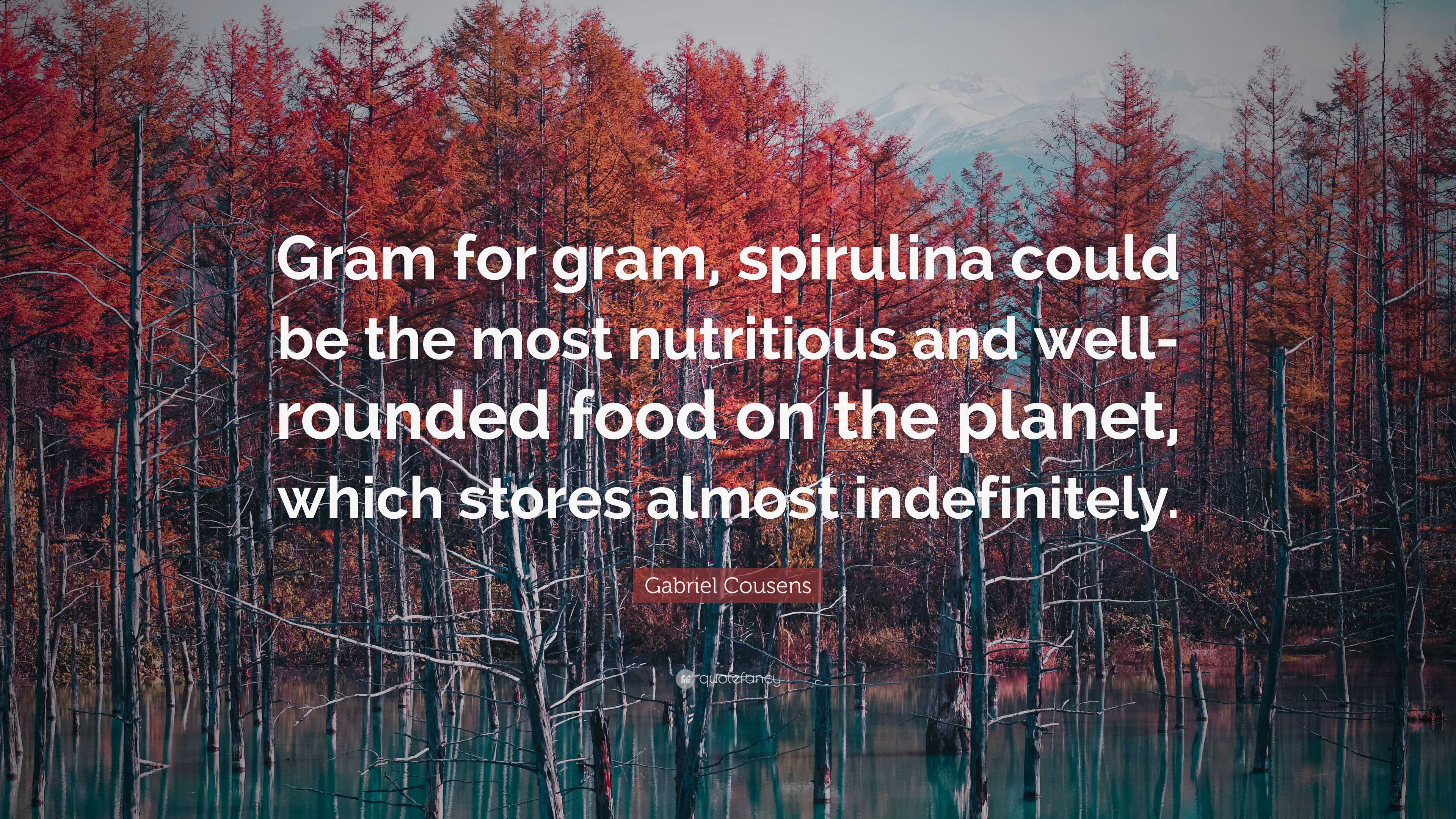 Gabriel Cousens Quote: “Gram for gram, spirulina could be the most ...