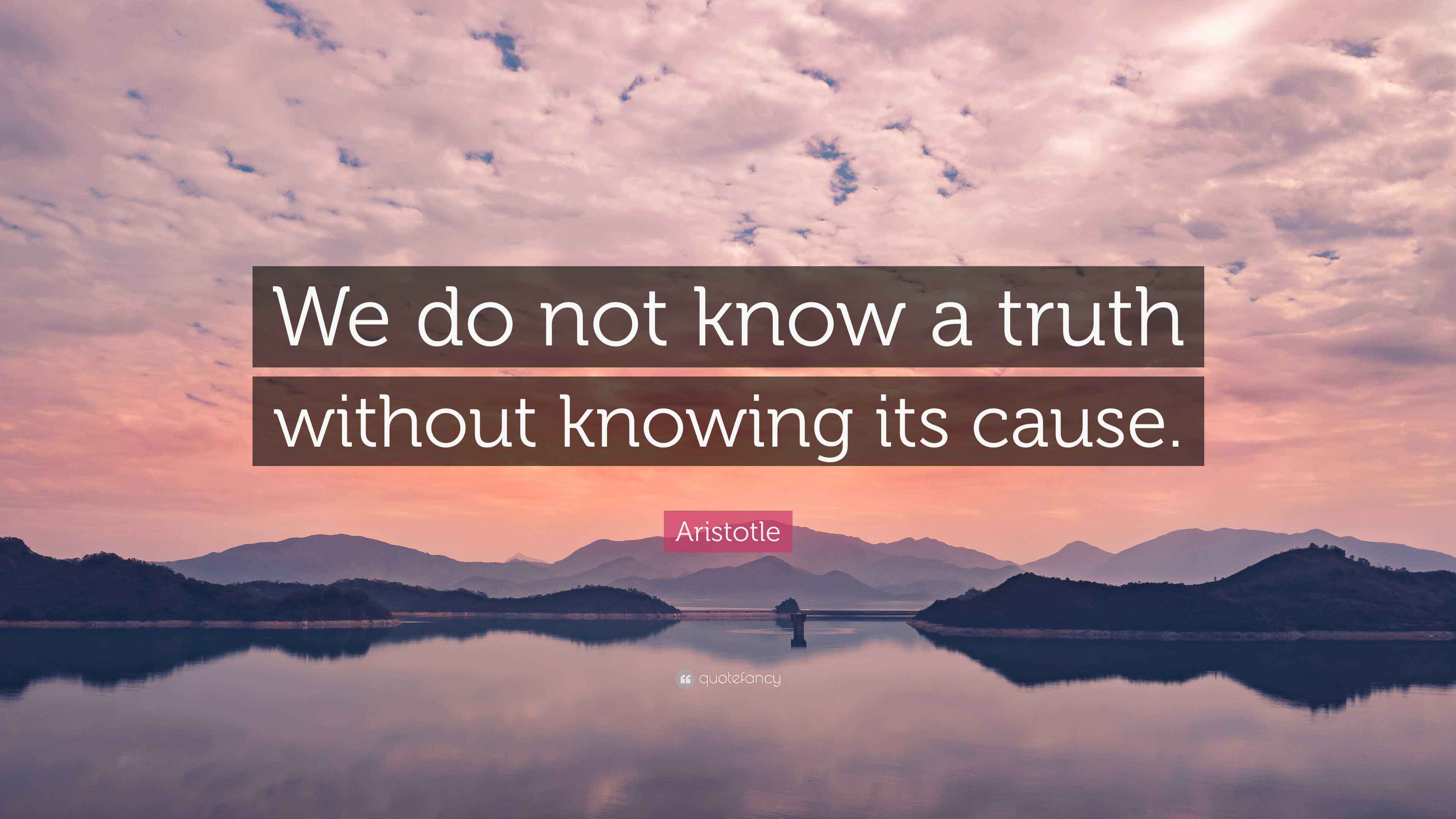 Aristotle Quote: “We do not know a truth without knowing its cause.”