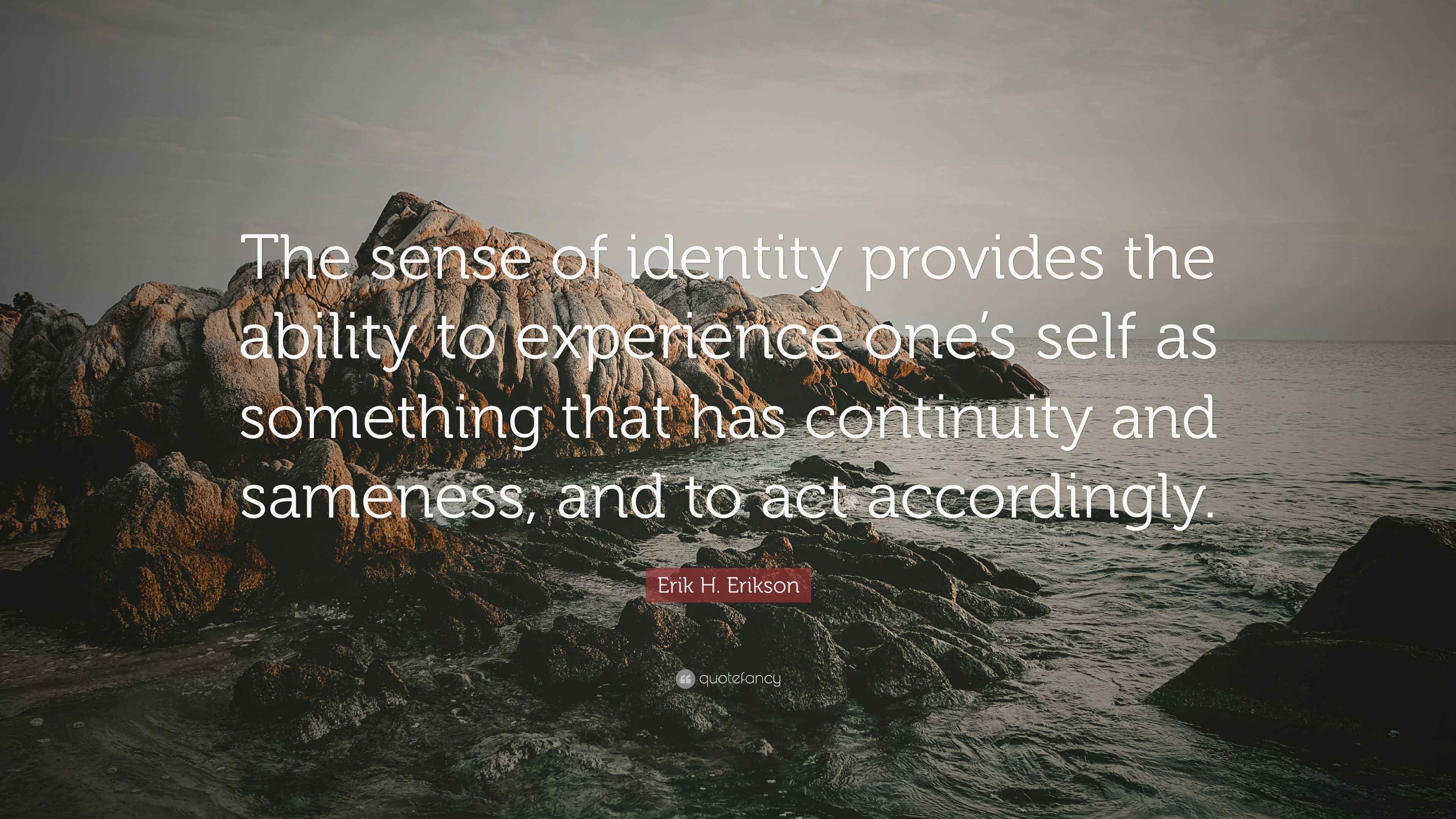 Erik H. Erikson Quote: “The sense of identity provides the ability to ...